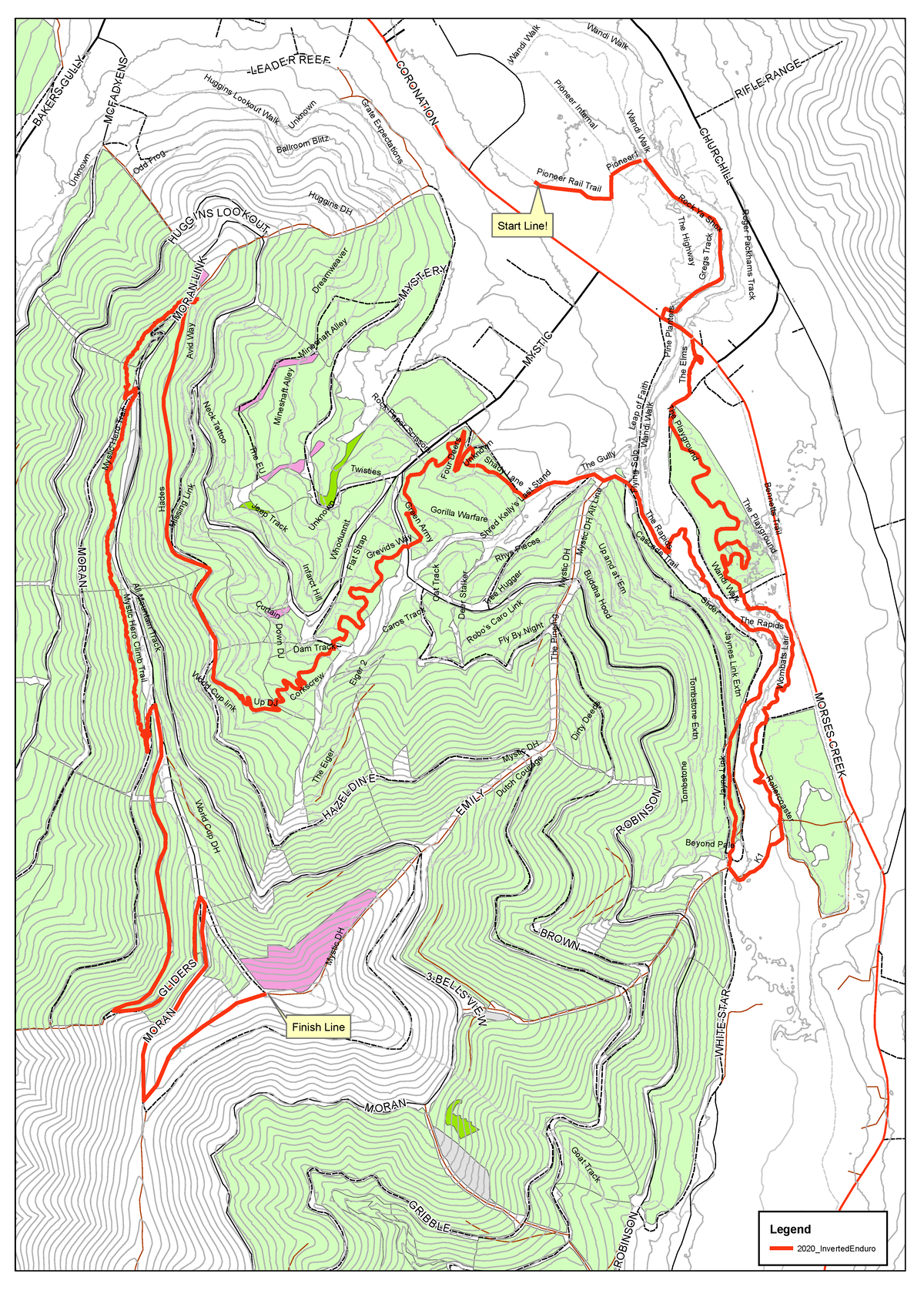2020 Inverted Enduro Map - Start Line! Finish Line Bennetts Trail Wandi ...