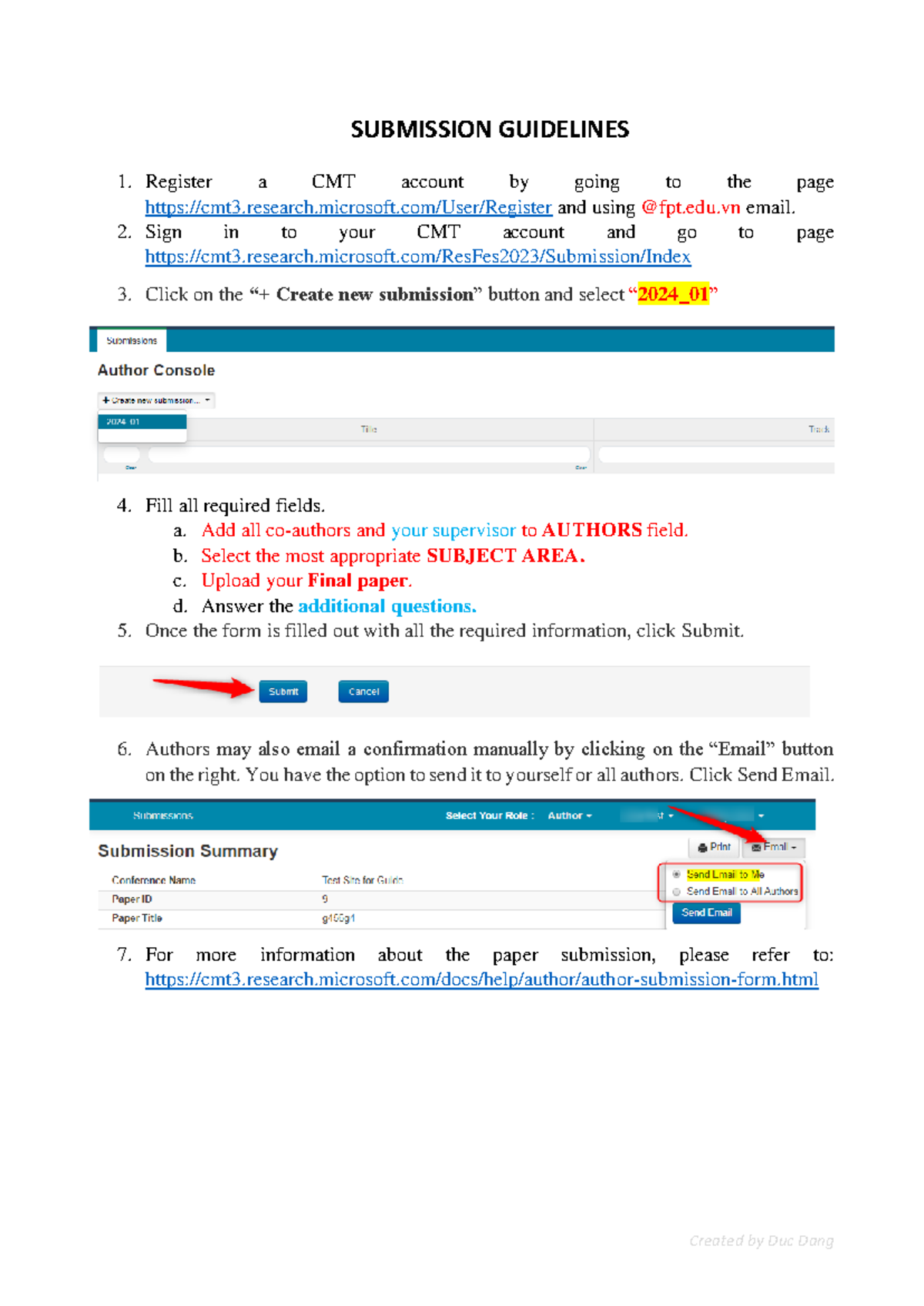 FU HCM SRC CMT submission guideline - Created by Duc Dang SUBMISSION ...