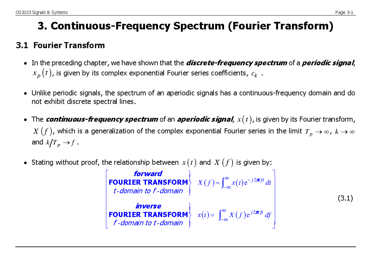L3 Continuous-Frequency Spectrum _Fourier Transform w writing - Continuous-Frequency Spectrum ...