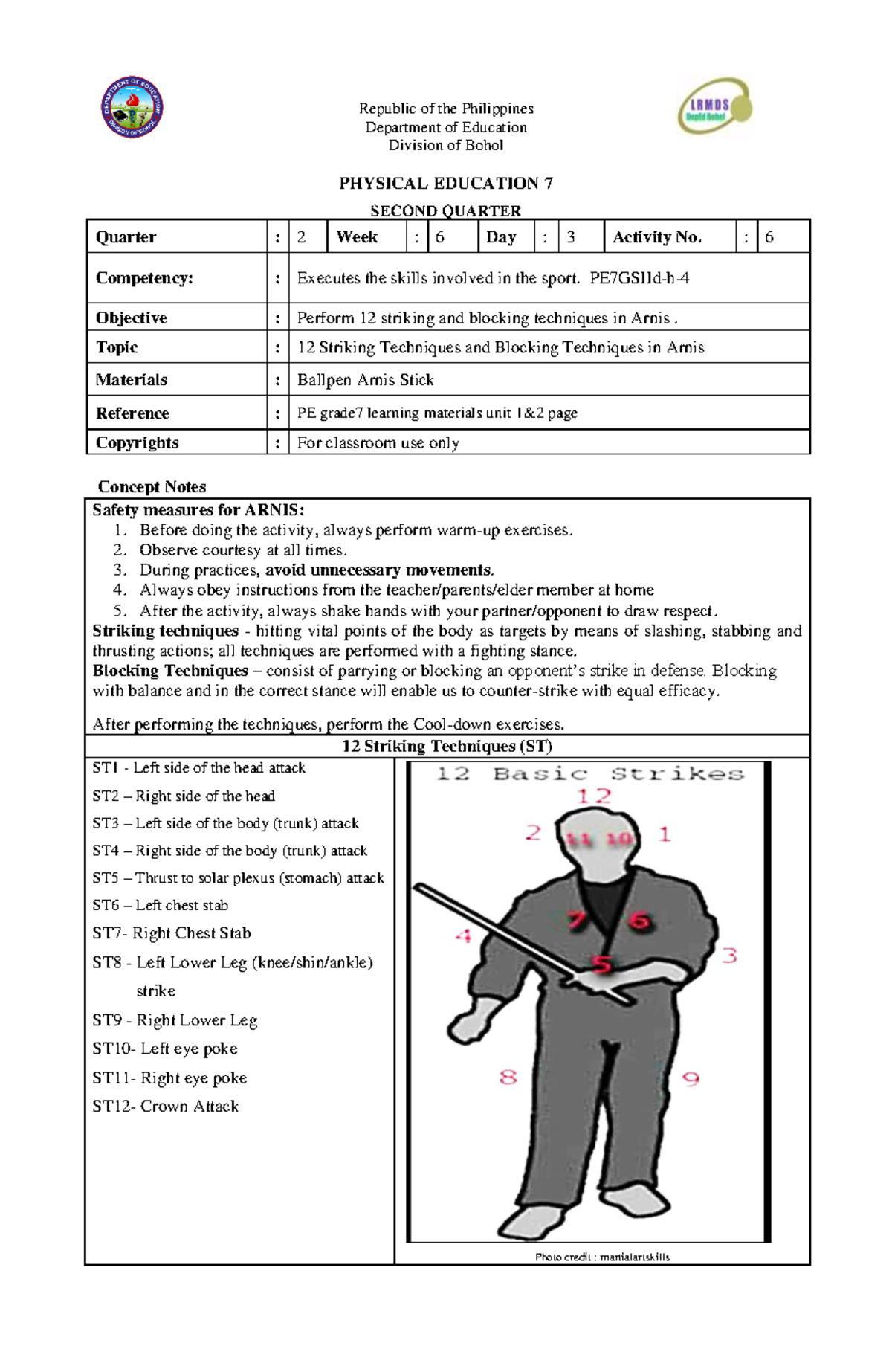 PE7-Q2-Wk7 - Needed LAS - Republic of the Philippines Department of ...