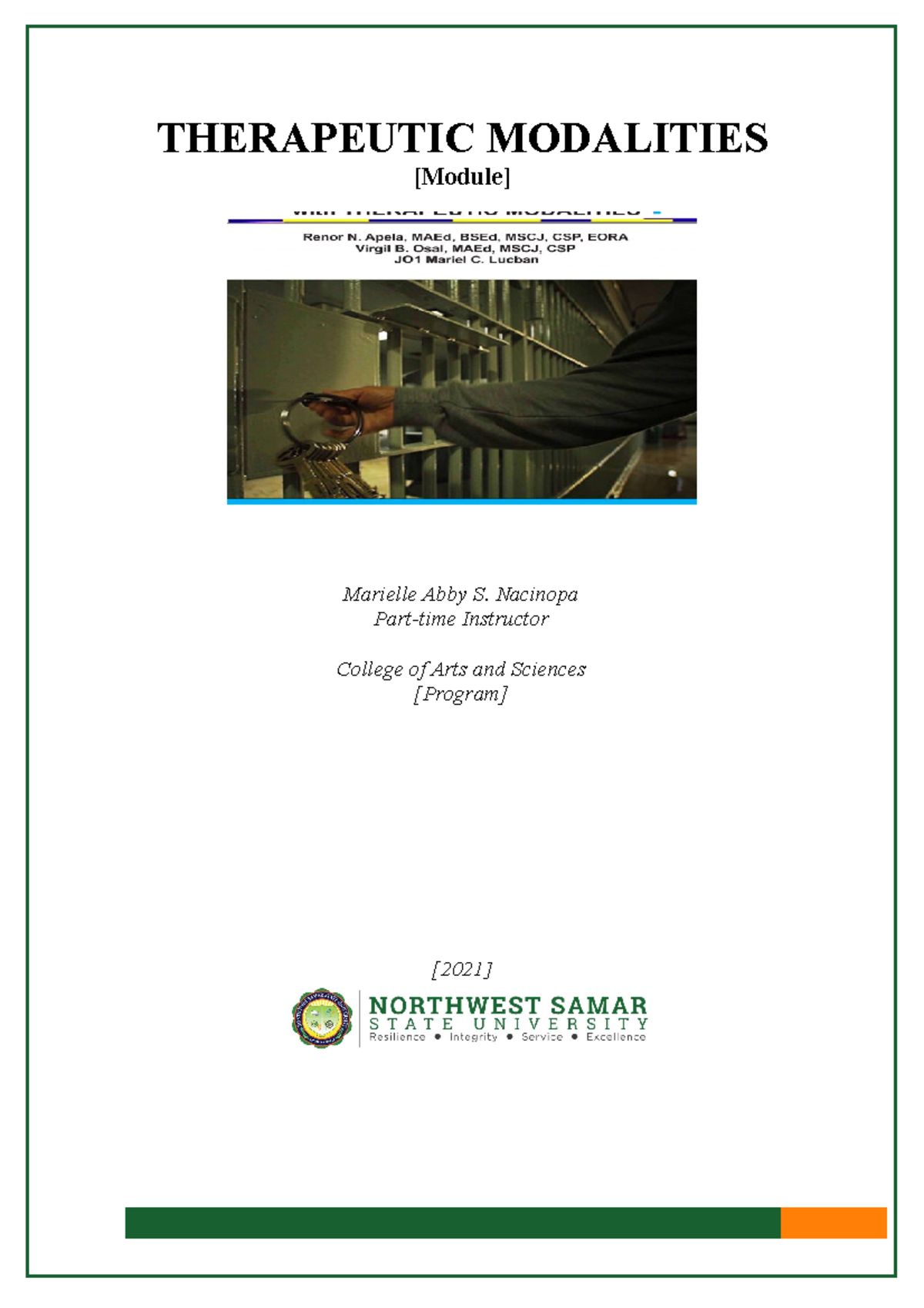 CA3 Module - Correctional Administration 3 - THERAPEUTIC MODALITIES ...