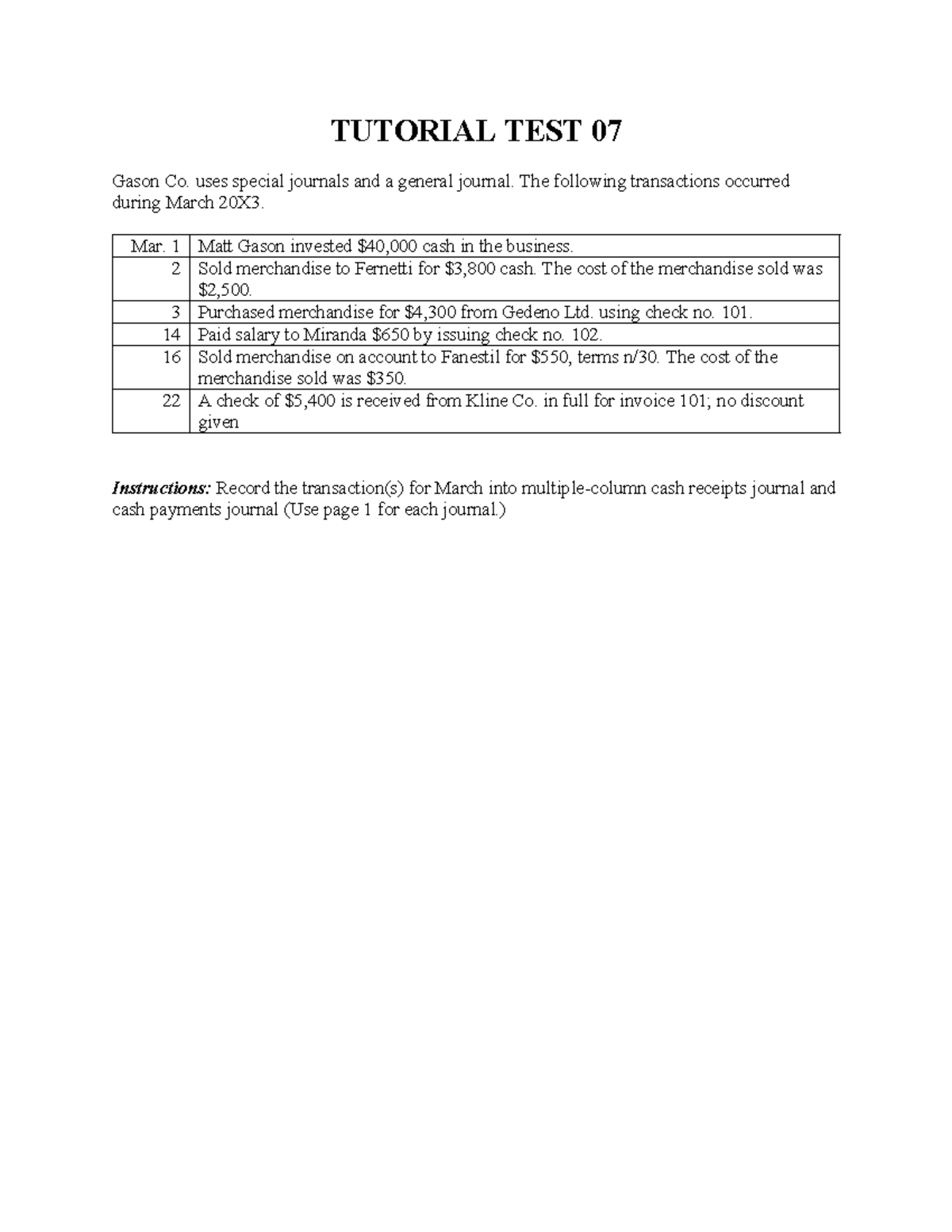 Tutorial TEST 07 - This is an exercise to practice - TUTORIAL TEST 07 ...
