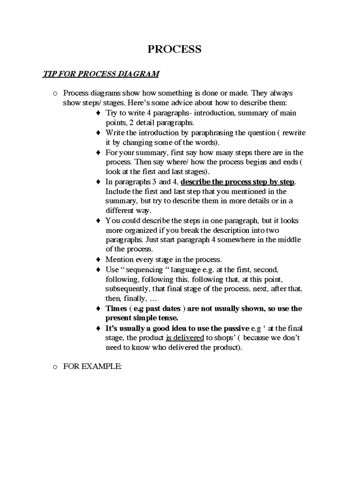 Process - detailed files - PROCESS TIP FOR PROCESS DIAGRAM o Process ...