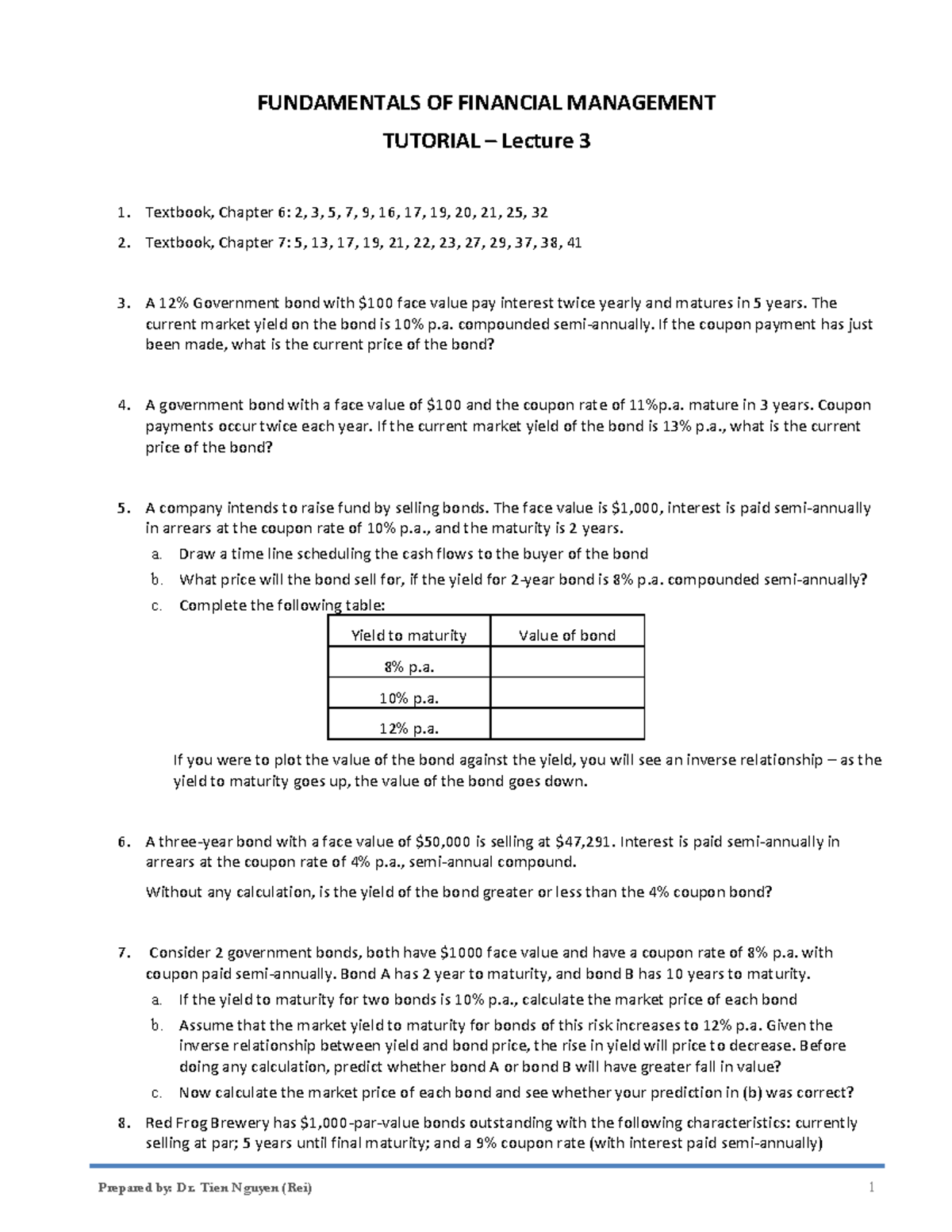 IUFM Lecture 3 Homework Handouts - Prepared by: Dr. Tien Nguyen (Rei) 1 ...