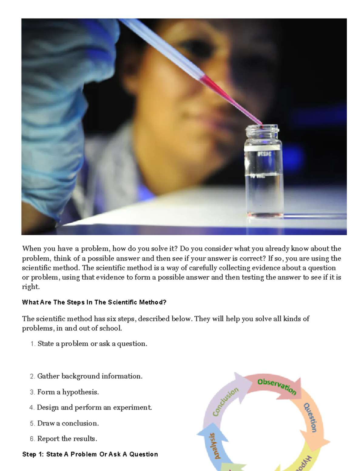 Copy of Scientific method Steps - When you have a problem, how do you ...