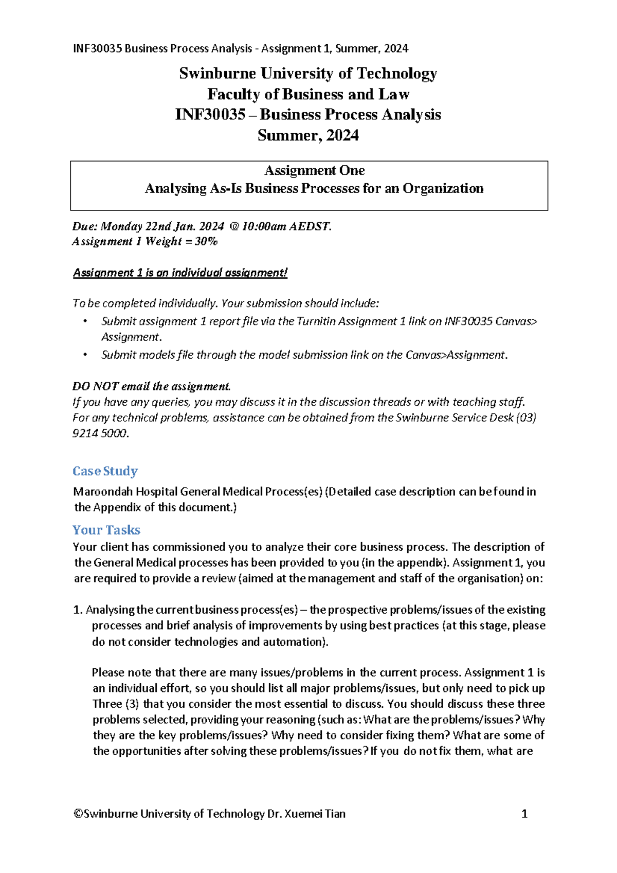 Travelling at Somewhere University - Assignment One Analysing As-Is Business Processes for an ...