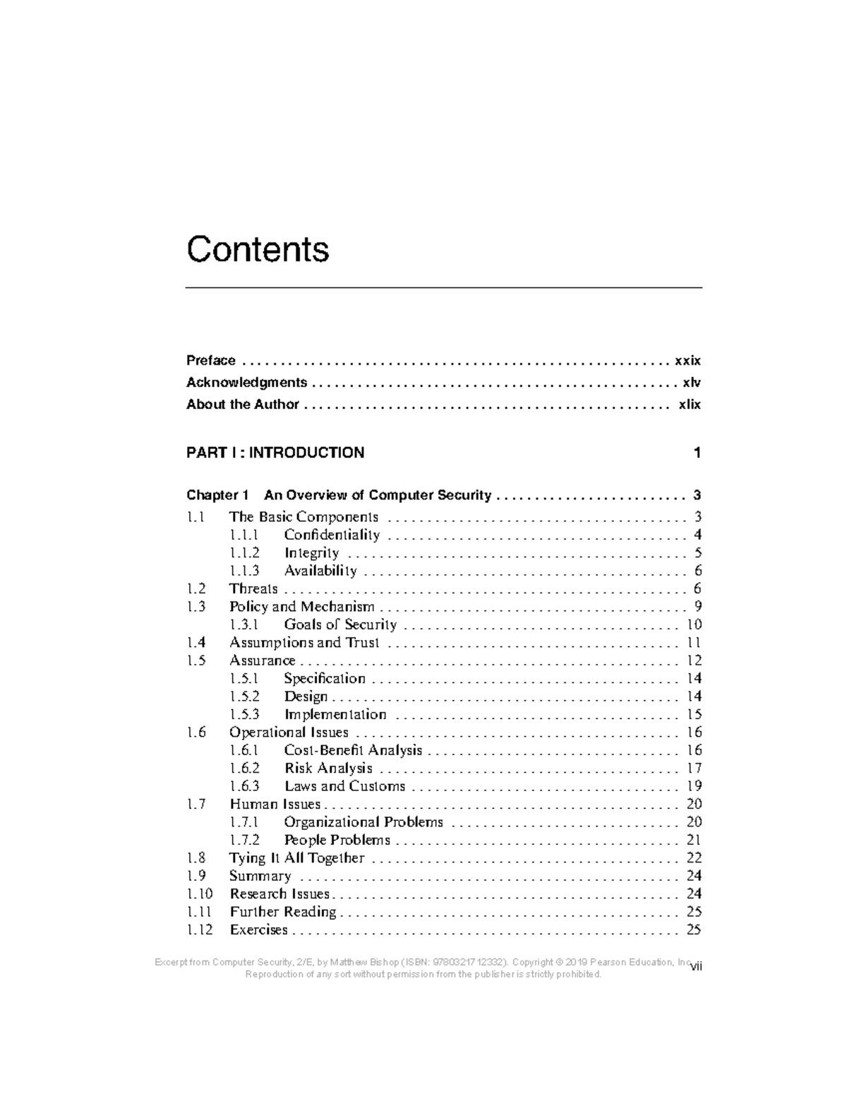 Computer Security 2e TOC - i i Contents - Studocu