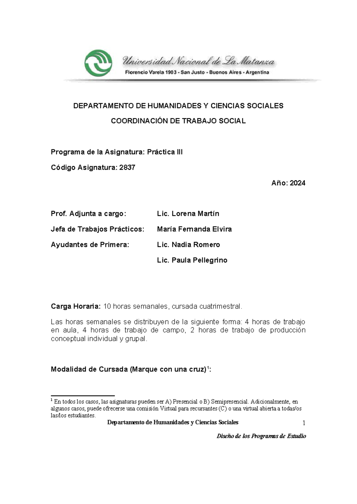 Programa PIII Segundo Cuatrimestre 2024 - DEPARTAMENTO DE HUMANIDADES Y CIENCIAS SOCIALES - Studocu