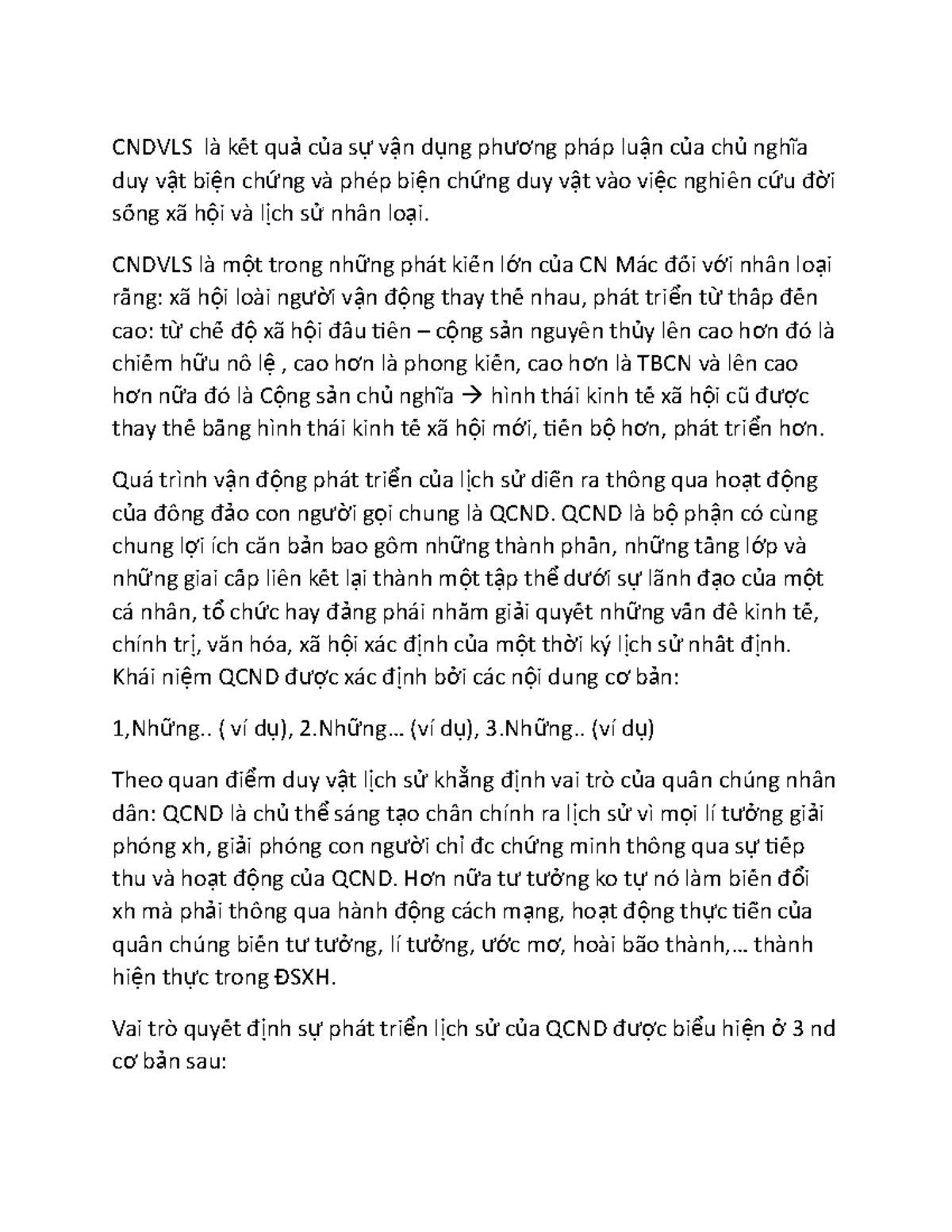 Cndvls - triết thầy Ký - CNDVLS là kếết qu ả c a sủ ự v n d ng phậ ụ ương pháp lu n c a ậ ủ ch ...