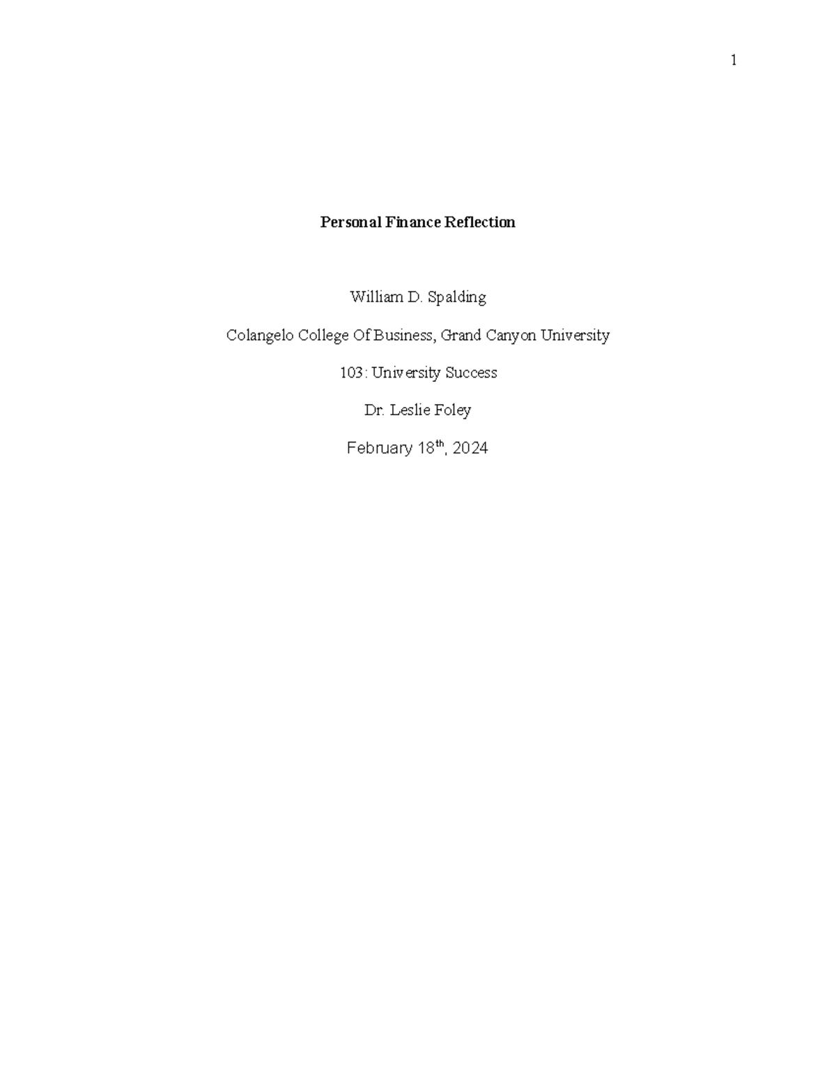 Writing Center Style Apa 7th Edition Template Without Abstract