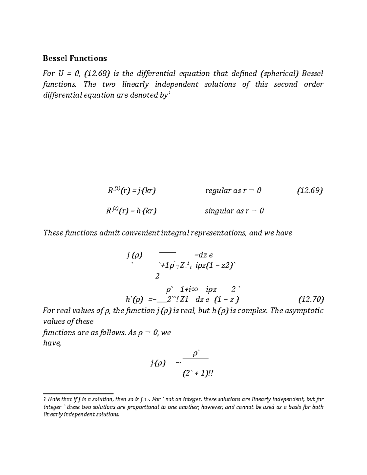 Bessel Functions Bessel Functions For U 0 12 Is The Differential