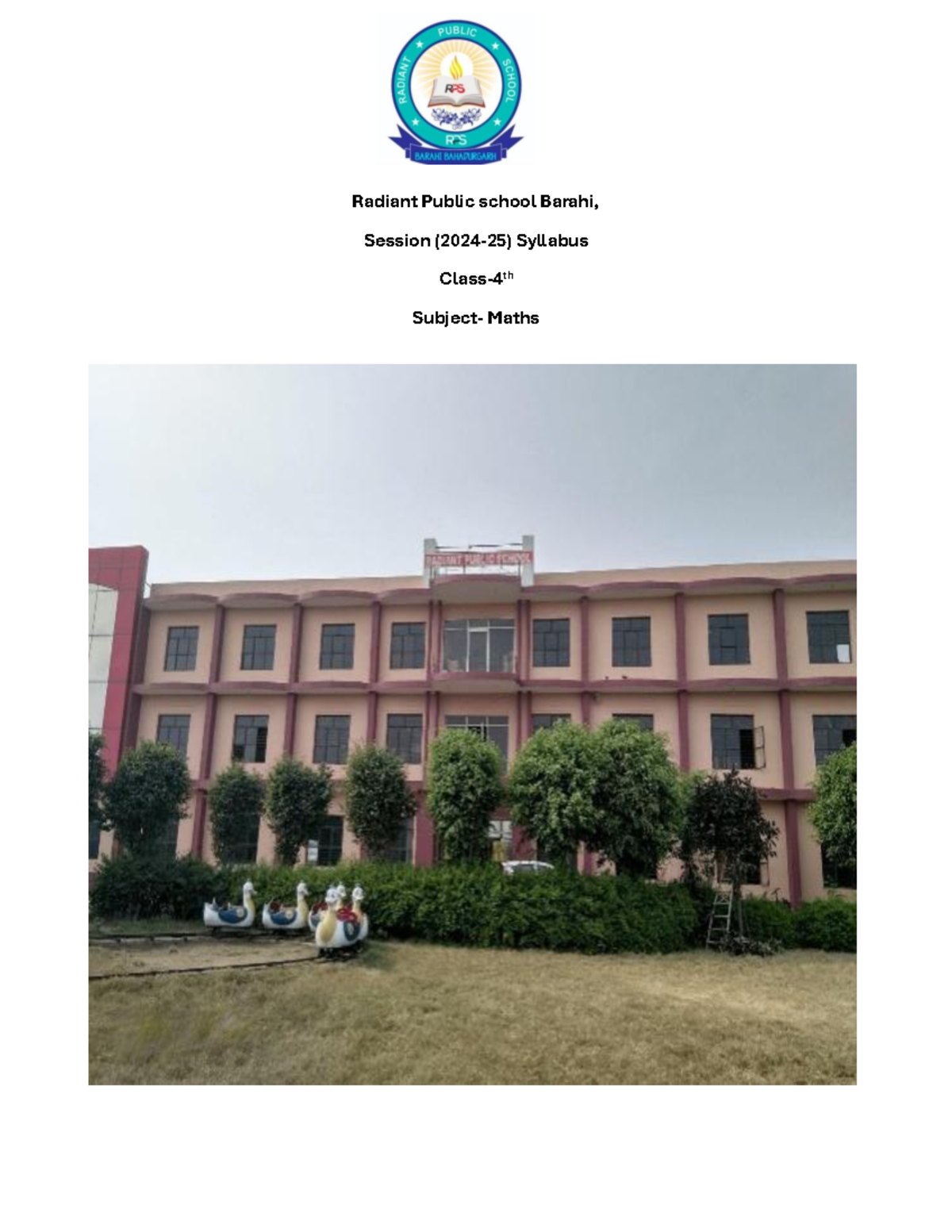 Class 4th maths syllabus 2024-25 - Radiant Public school Barahi ...