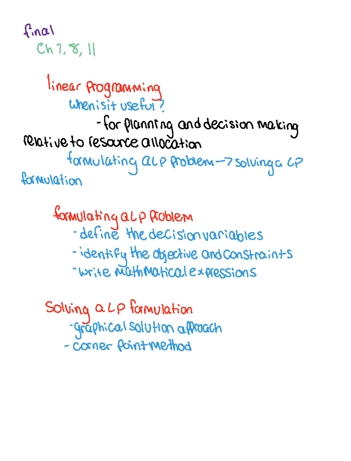 final exam chapters 7,8,11 - final Ch 7 8 11 linear programming whenis ...