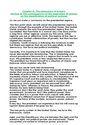 Chapter 4 Section 1 Part.2 - Chapter 4: The separation of powers ...