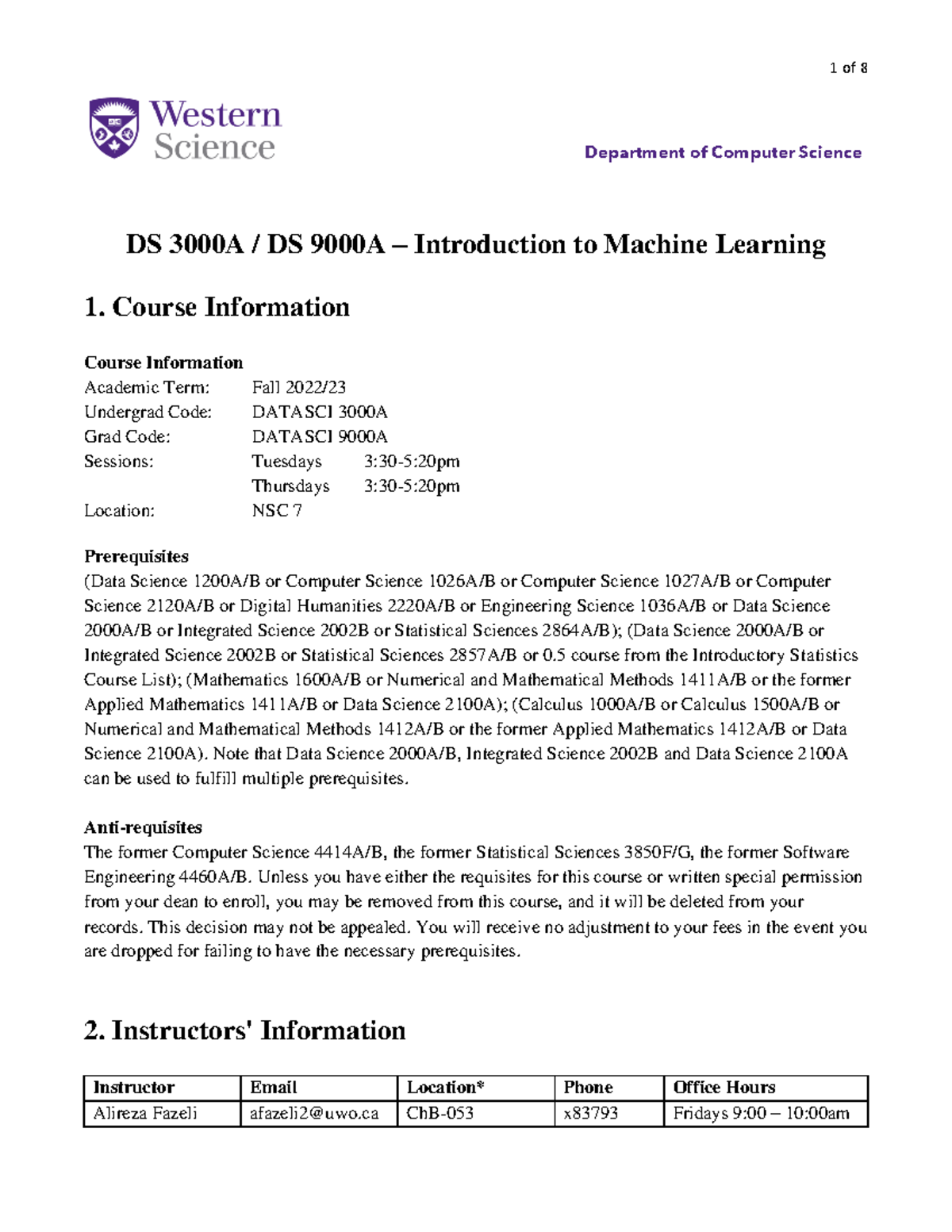 DS 3000 A 9000A outline - Syllabus. - Department of Computer Science DS ...