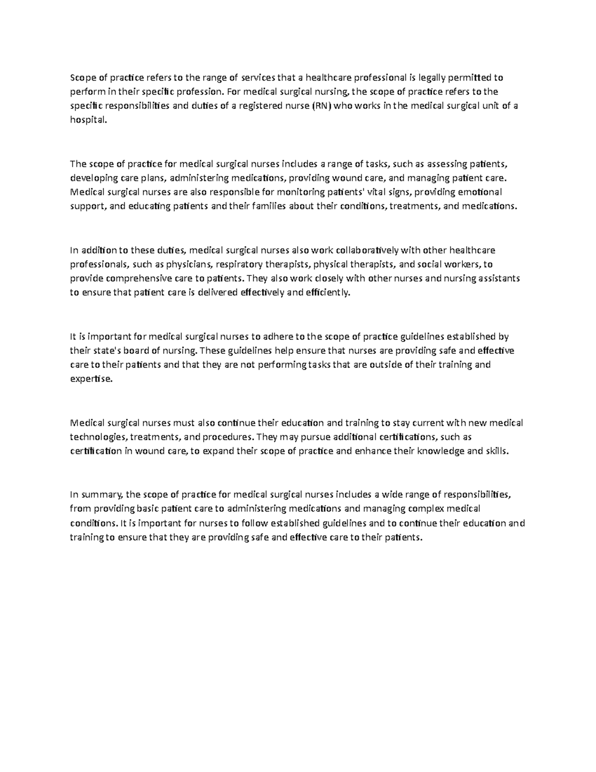 Scope of practice refers to the range of services that a healthcare ...