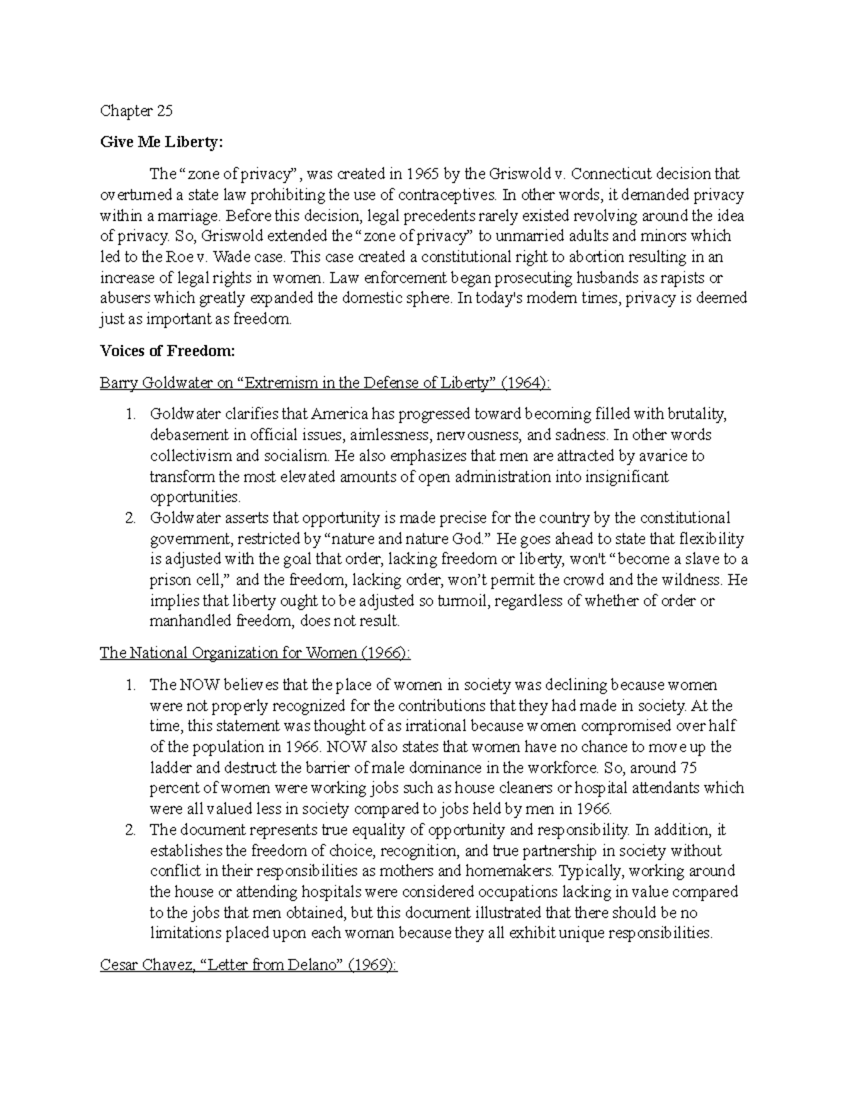 Chapter 25 Assignment (HIST) - Chapter 25 Give Me Liberty: The “zone of ...