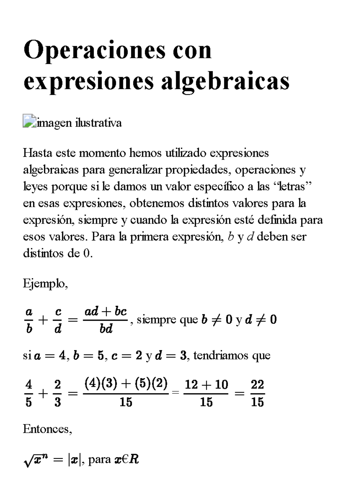 18 Operaciones algebraicas - Operaciones con expresiones algebraicas ...