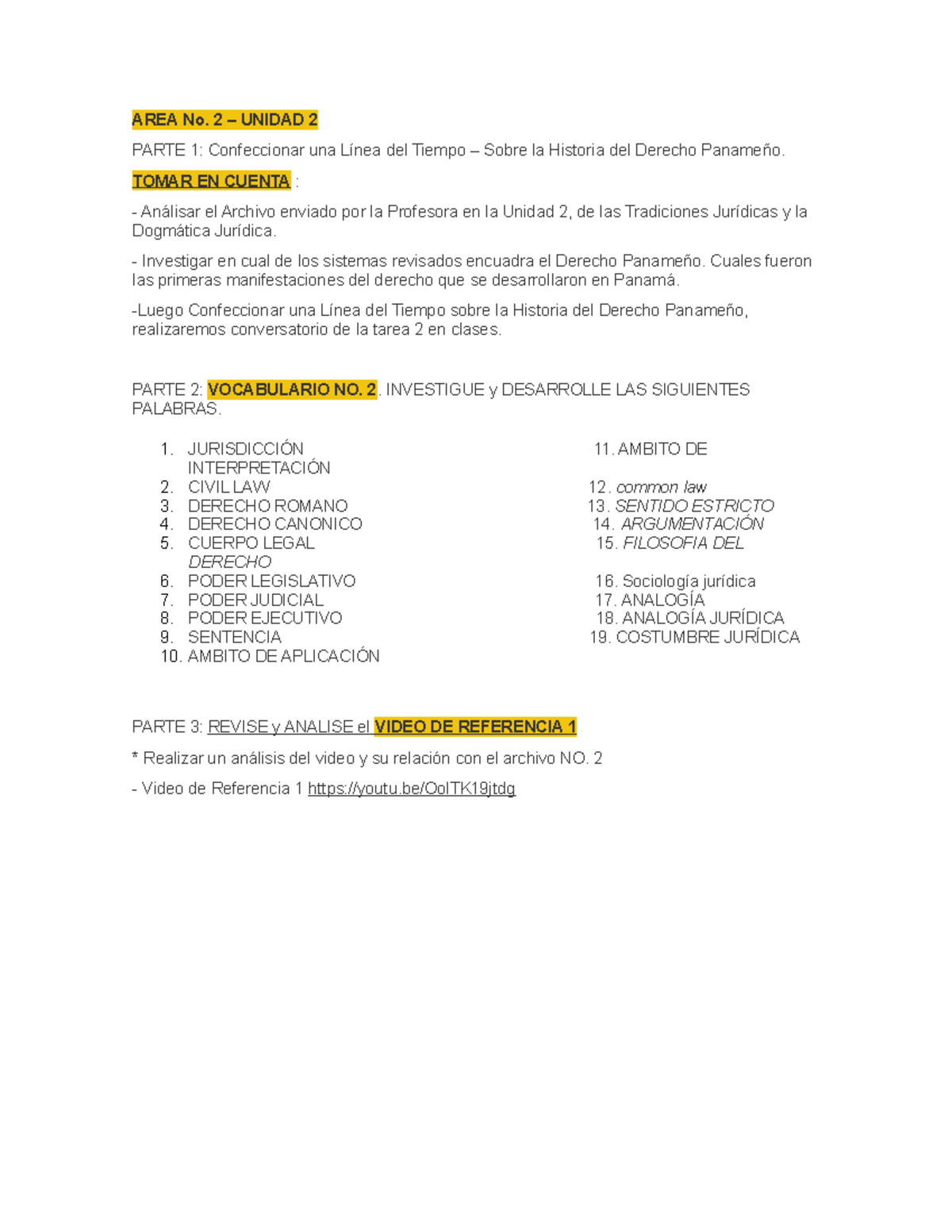 Tarea 2 , Historia del derecho - AREA No. 2 – UNIDAD 2 PARTE 1: Confeccionar una Línea del ...