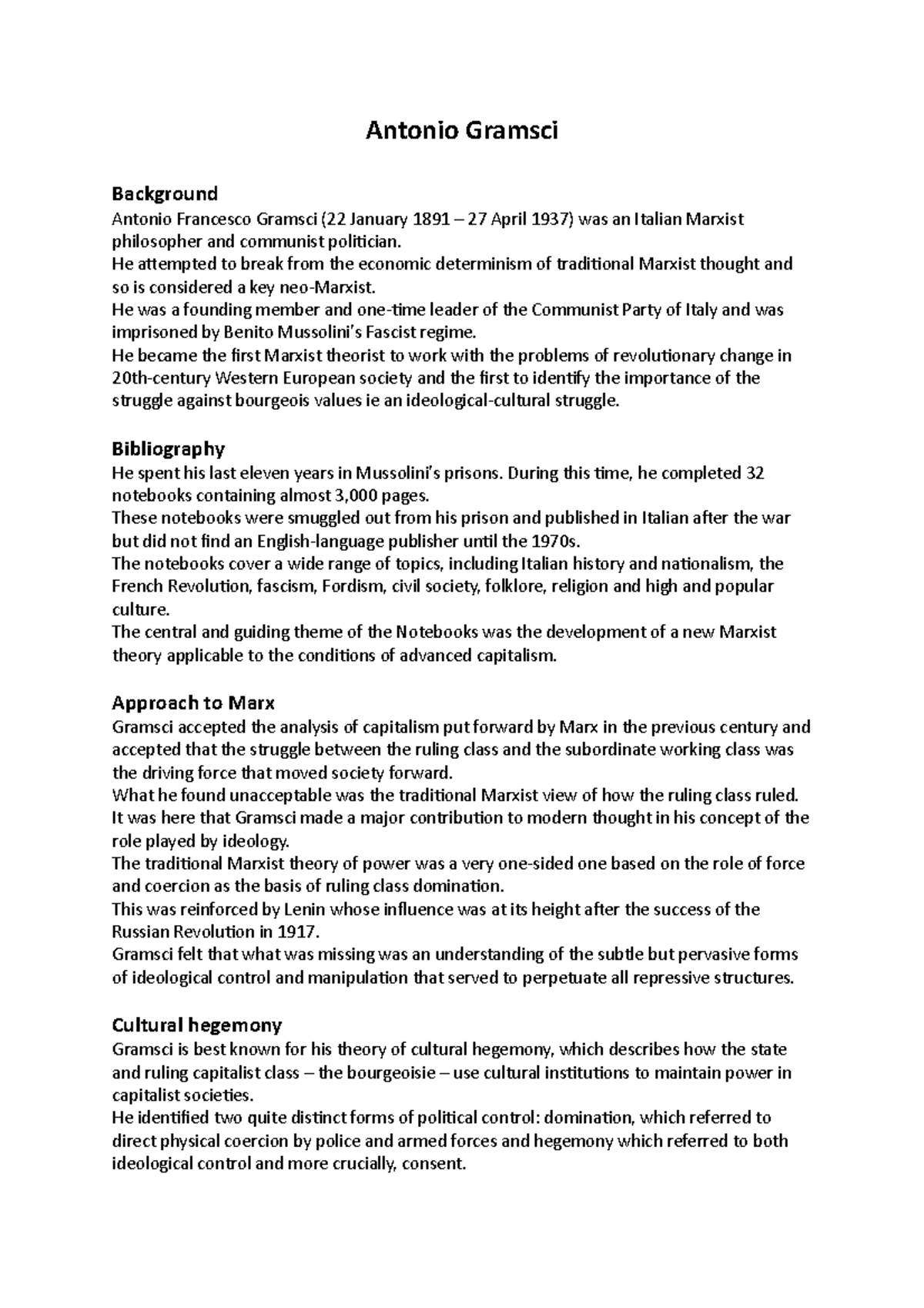 Antonio Gramsci - Antonio Gramsci Background Antonio Francesco Gramsci ...