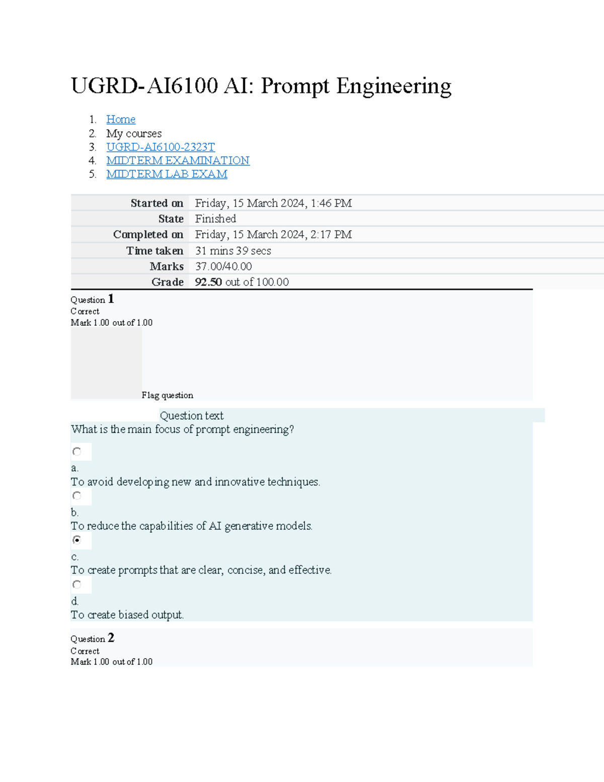 UGRD-AI6100 AI Prompt Engineering midterm lab exam - UGRD-AI6100 AI: Prompt Engineering 1. Home ...
