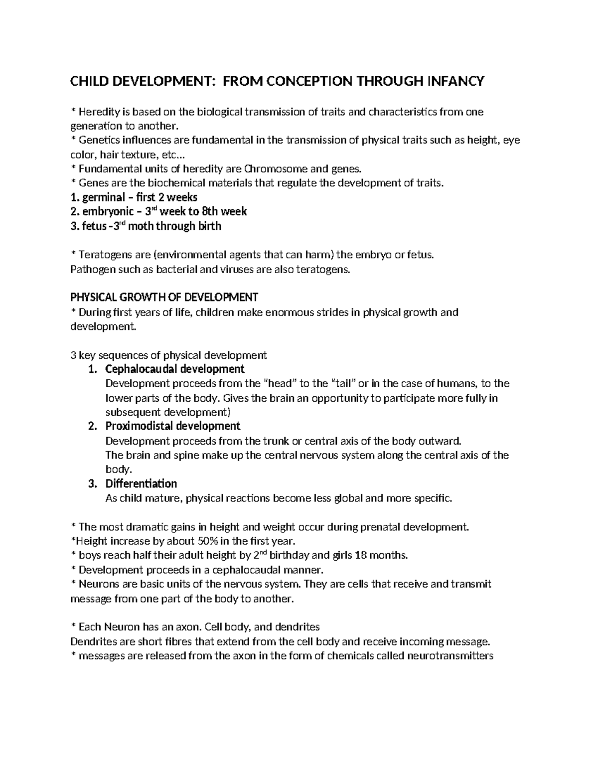 Child Development - CHILD DEVELOPMENT: FROM CONCEPTION THROUGH INFANCY ...