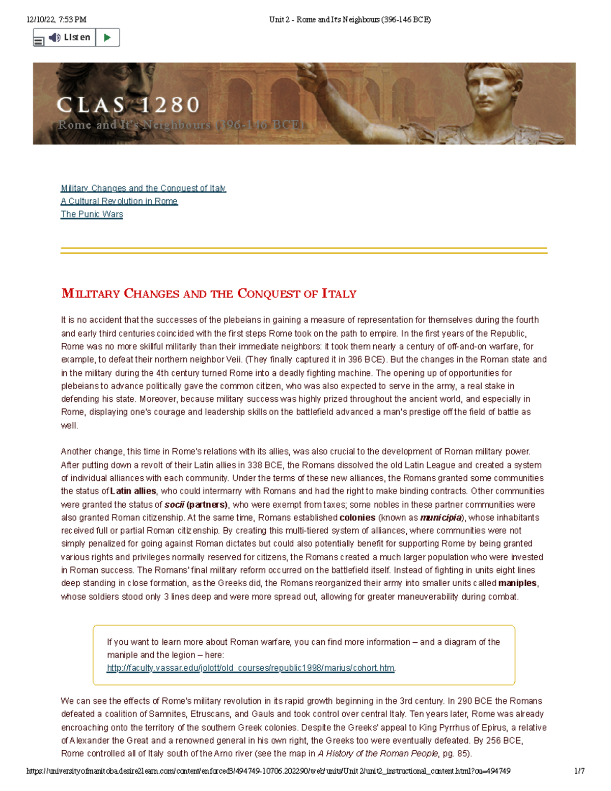 Unit 2 - Rome and It's Neighbours (396-146 BCE) - Rome and It's ...