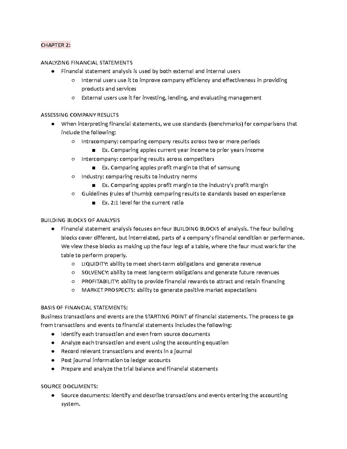 Financial Accounting CH 2 Notes (BOOK) - CHAPTER 2: ANALYZING FINANCIAL ...