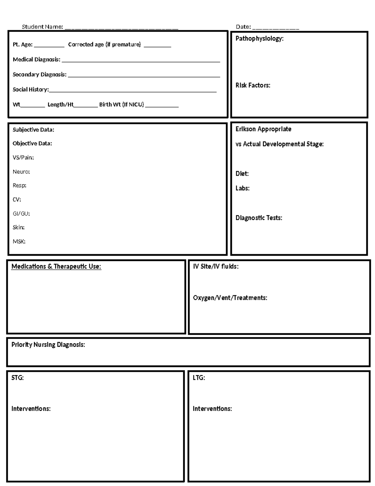 Concept Map Peds w Erikson - Student Name ...