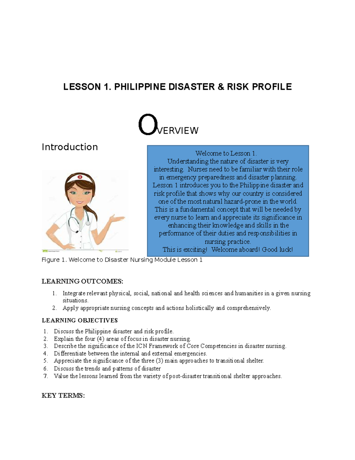 Disaster Nsg Lesson 1 - LESSON 1. PHILIPPINE DISASTER & RISK PROFILE ...