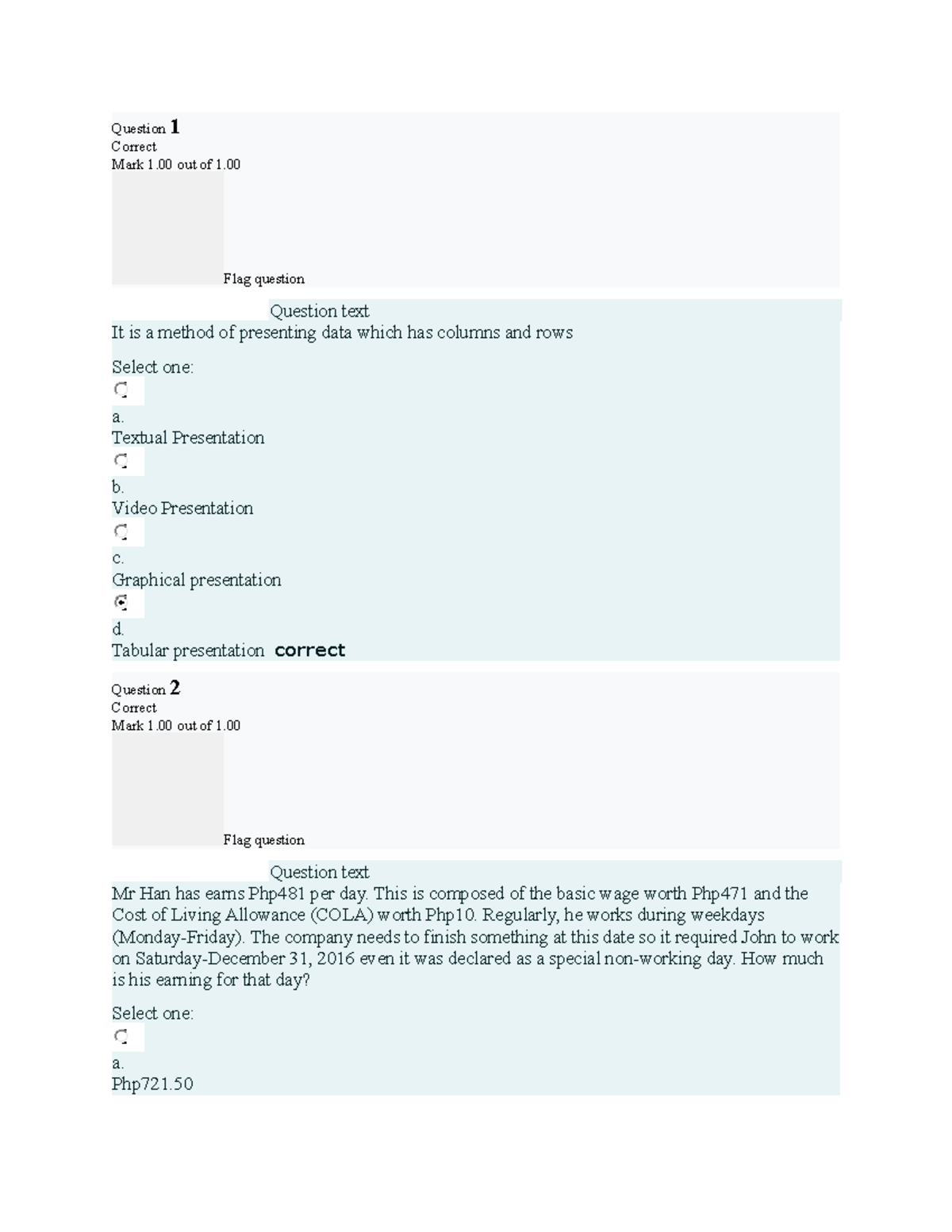 BAED BMAT2112 Business Math 2 - Question 1 Correct Mark 1 out of 1. Flag question Question text ...