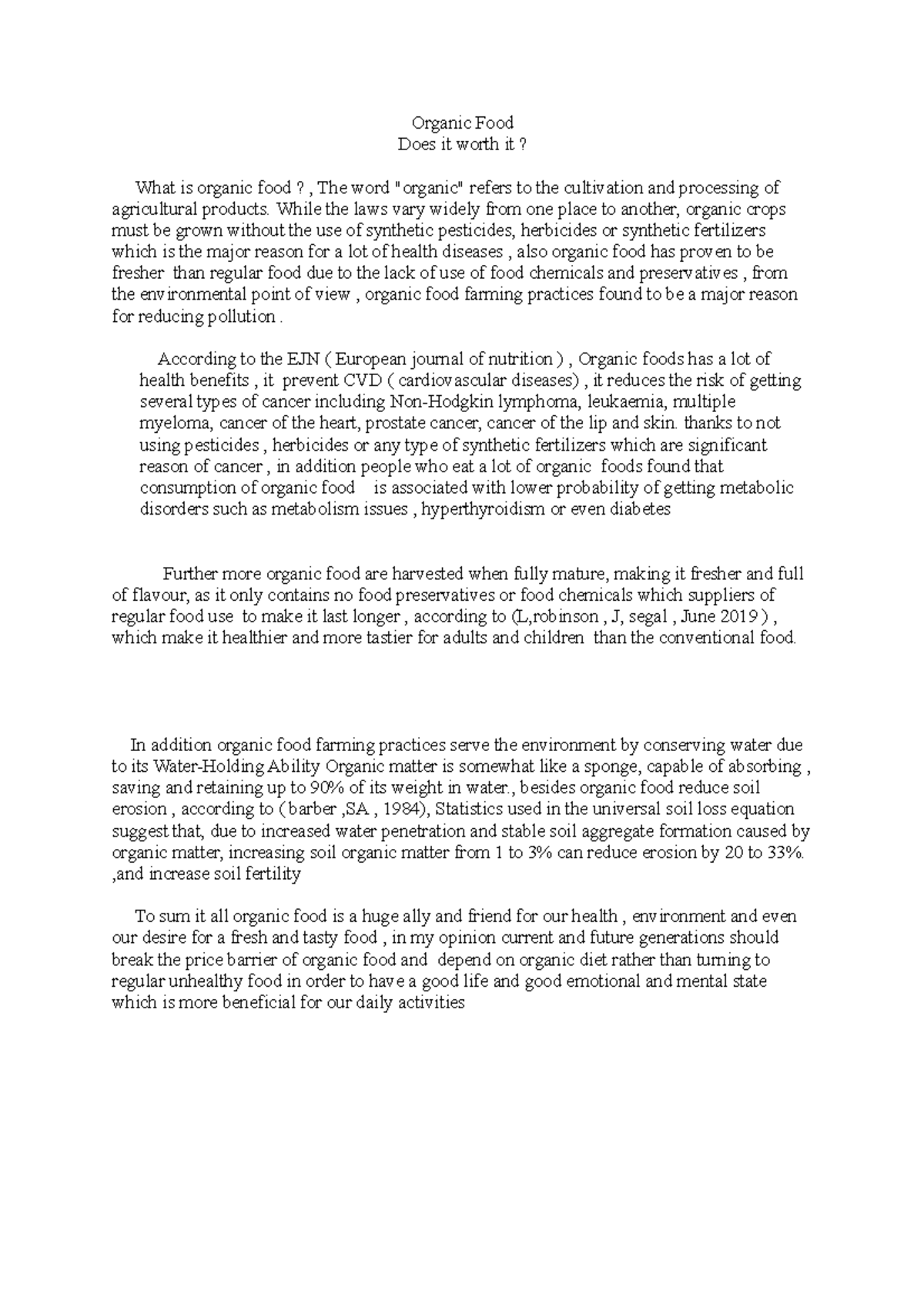 English 102 - assignments - Organic Food Does it worth it? What is ...