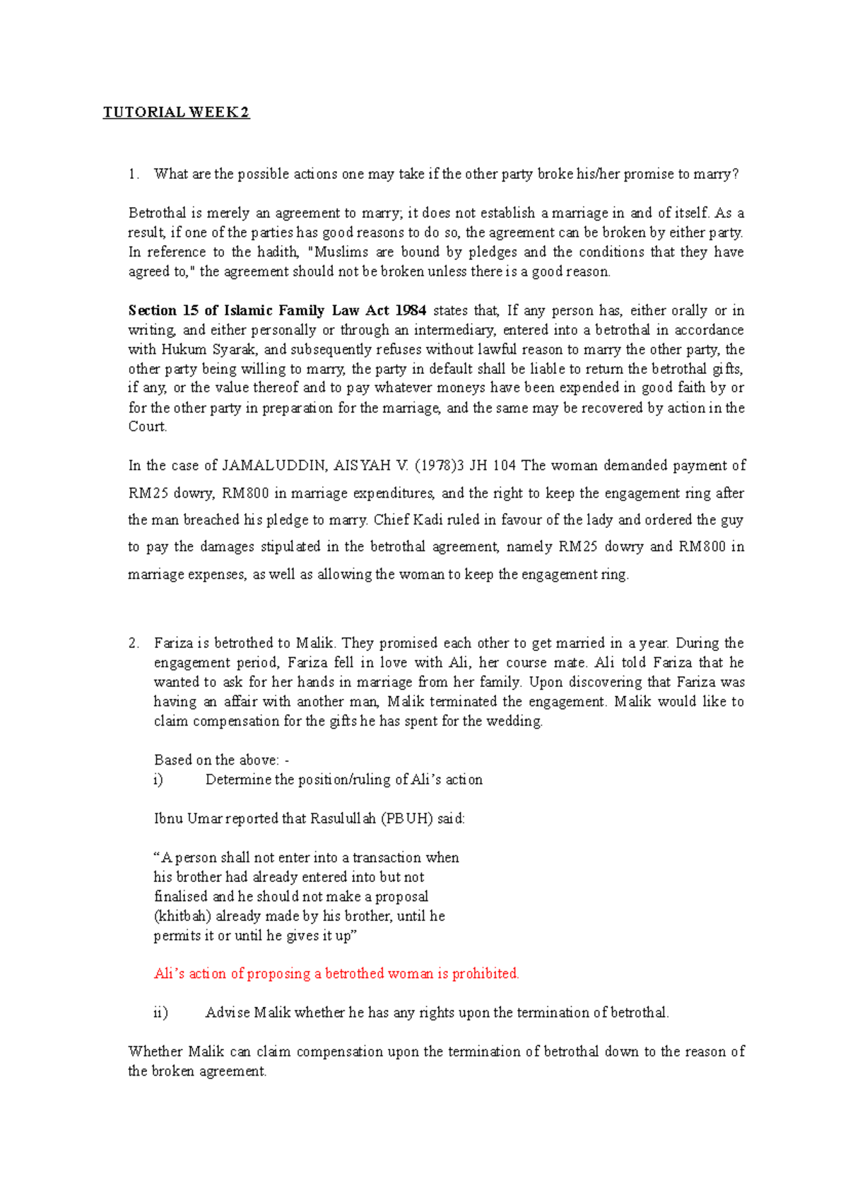 Tutorial WEEK 2 IFL - TUTORIAL WEEK 2 What are the possible actions one may take if the other ...