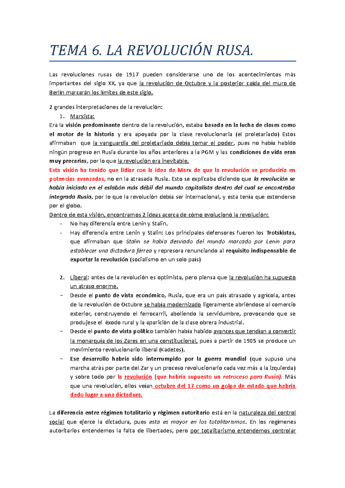 6. REV RUSA - 6. Revolución Rusa - Historia Contemporánea - UCM - Studocu