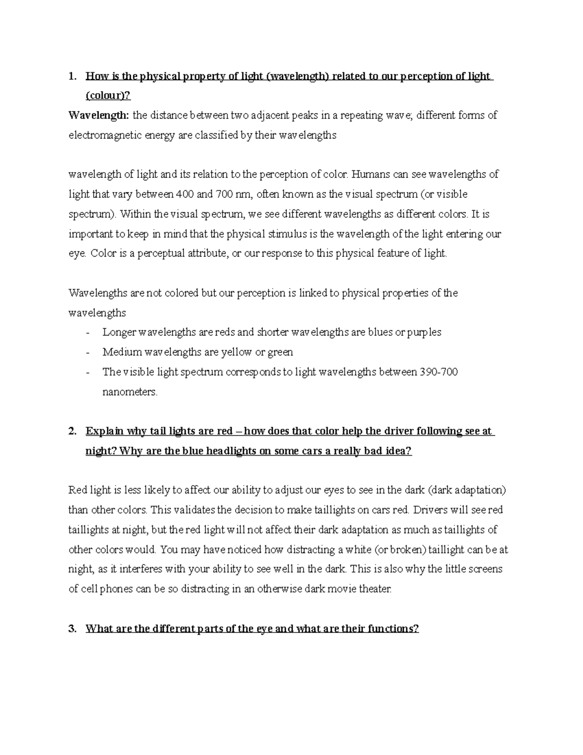 Module 3 - Lecture Notes - How is the physical property of light ...