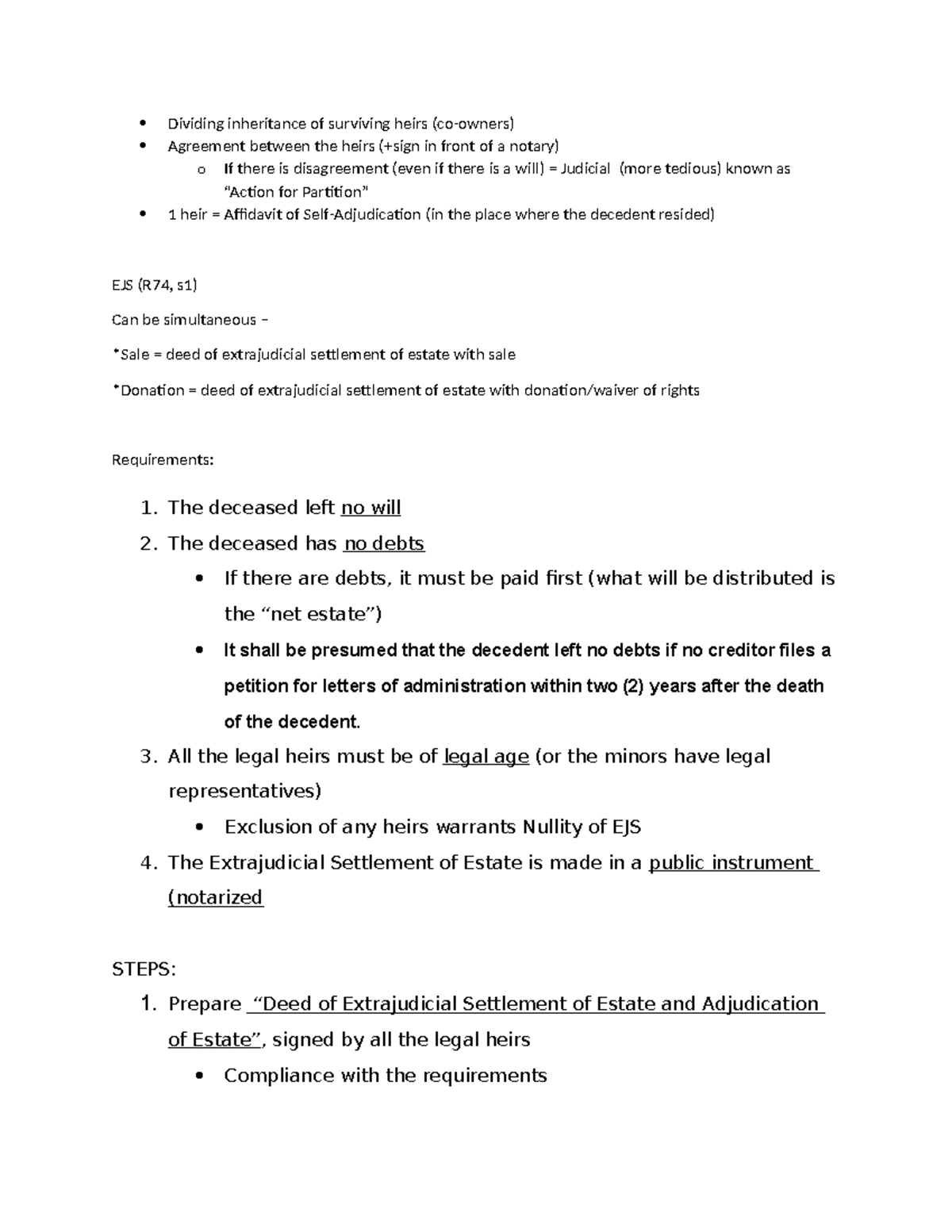 EJS - Dividing inheritance of surviving heirs (co-owners) Agreement ...