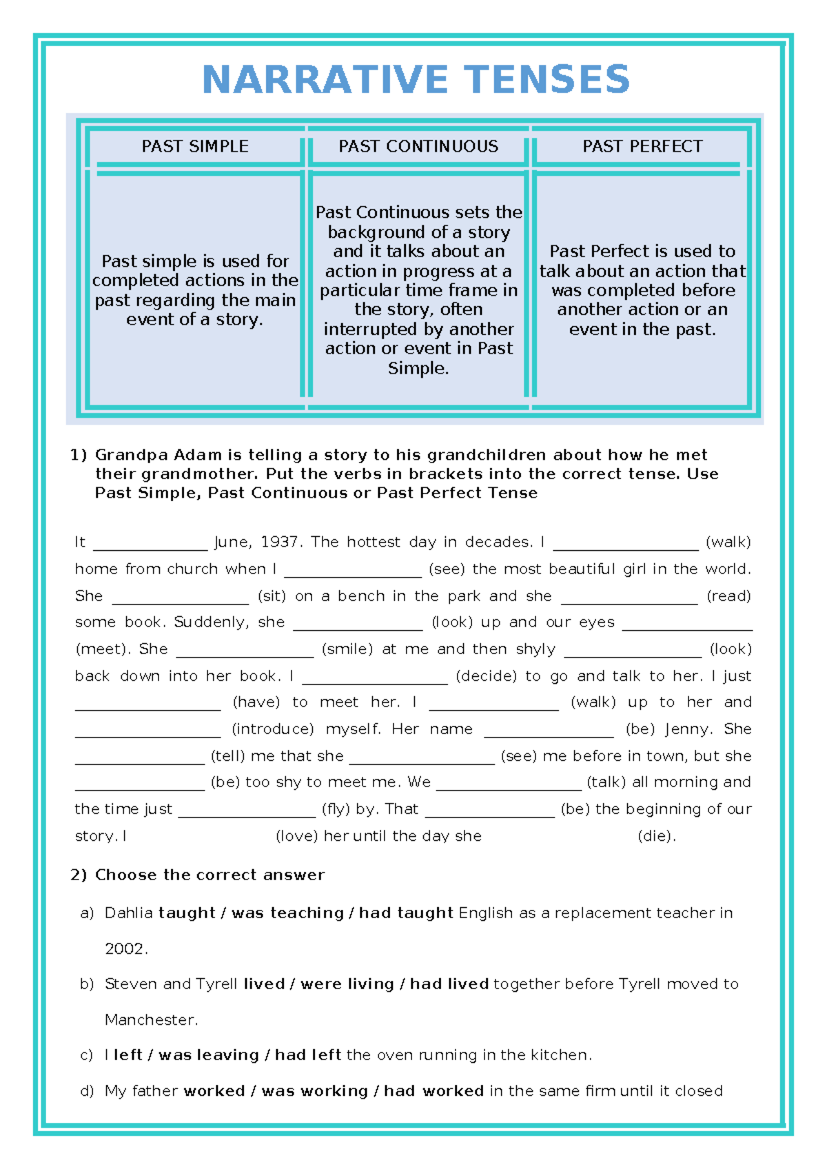 Narrative-tenses-grammar-drills-grammar-guides 134332 - NARRATIVE ...