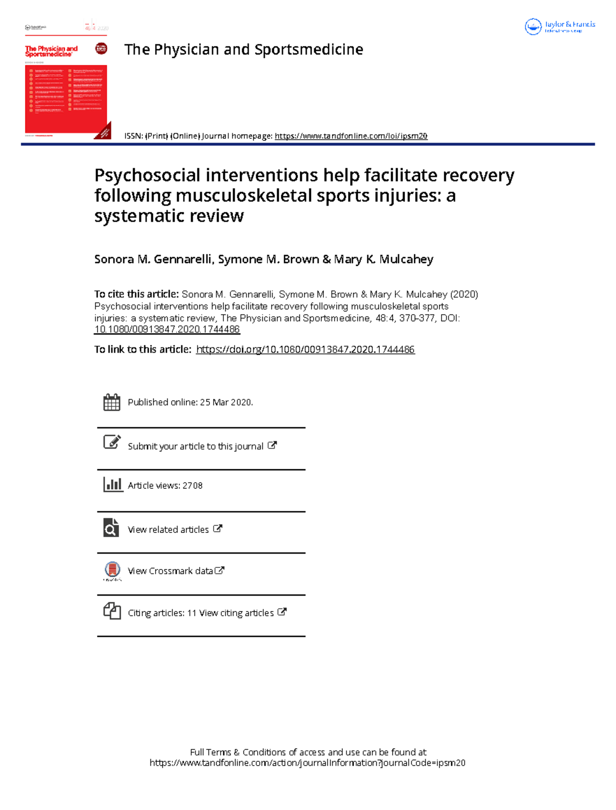 Psychosocial interventions help facilitate recovery following ...