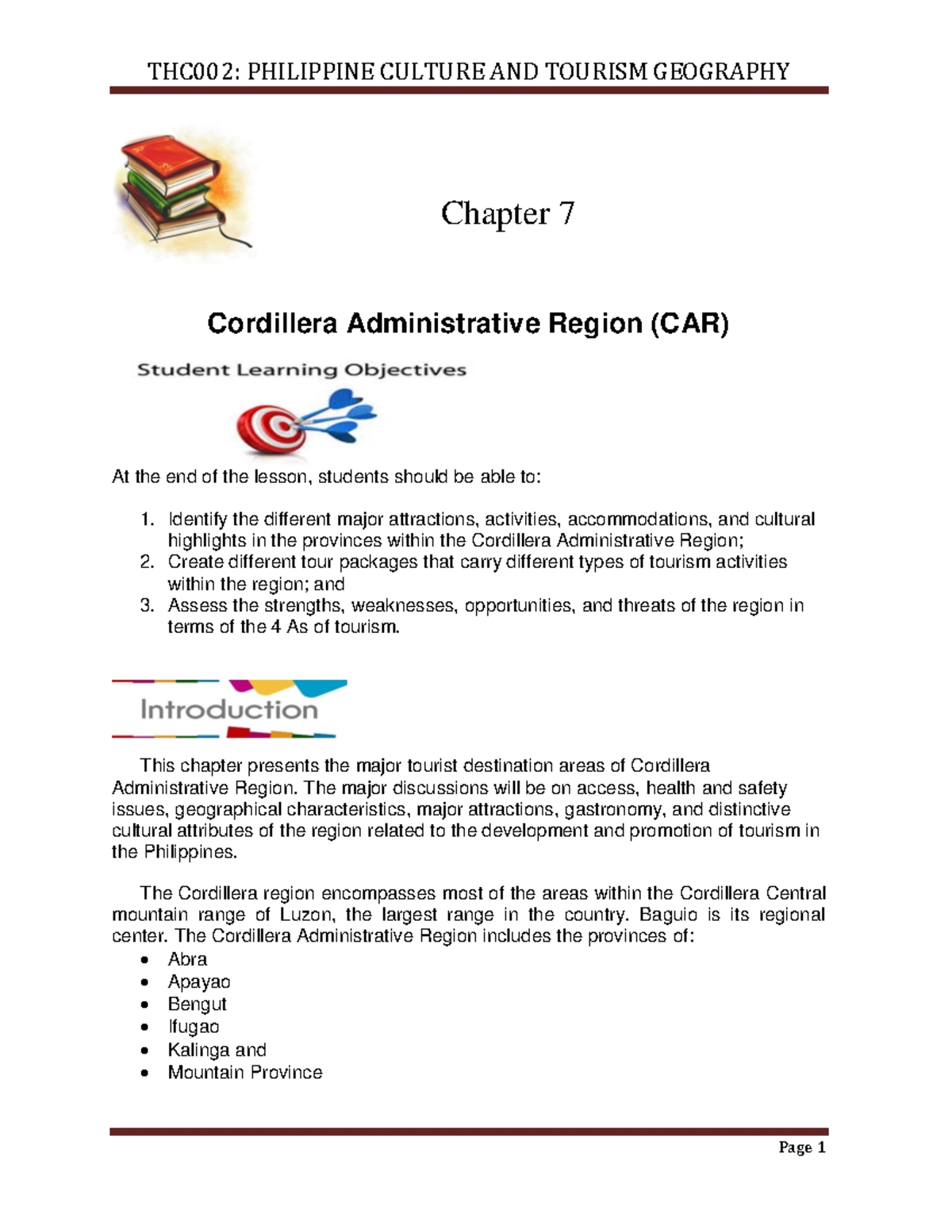 Chapter 7 - Philippine Tourism Geography AND Culture - Cordillera ...