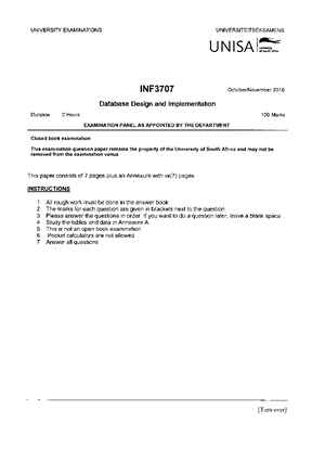 INF3707-examination - help with exam prep - [Turn over] UNIVERSITY EXAMINATIONS OCT/NOV 2022 INF ...