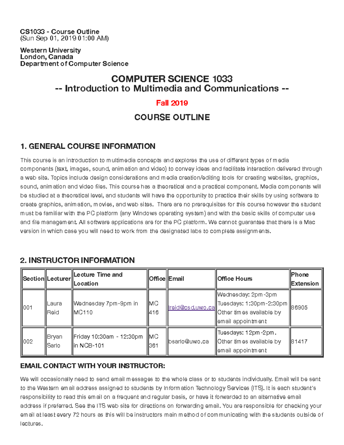 Comp Sci - Syllabus - Course Outline - Warning: Popup annotation has a ...