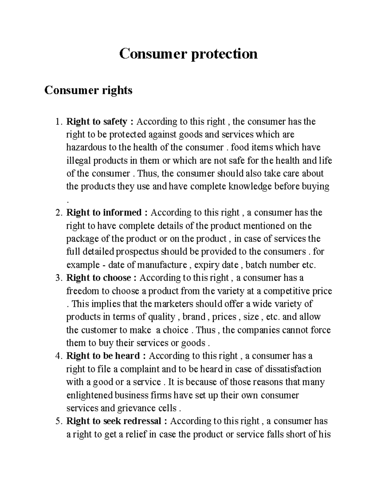 Consumer protection - Consumer protection Consumer rights Right to ...