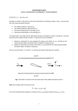 Exercise AER 2 - EJERCICIO - AERODYNAMICS (AER) Lesson 2 – Part 1 ...