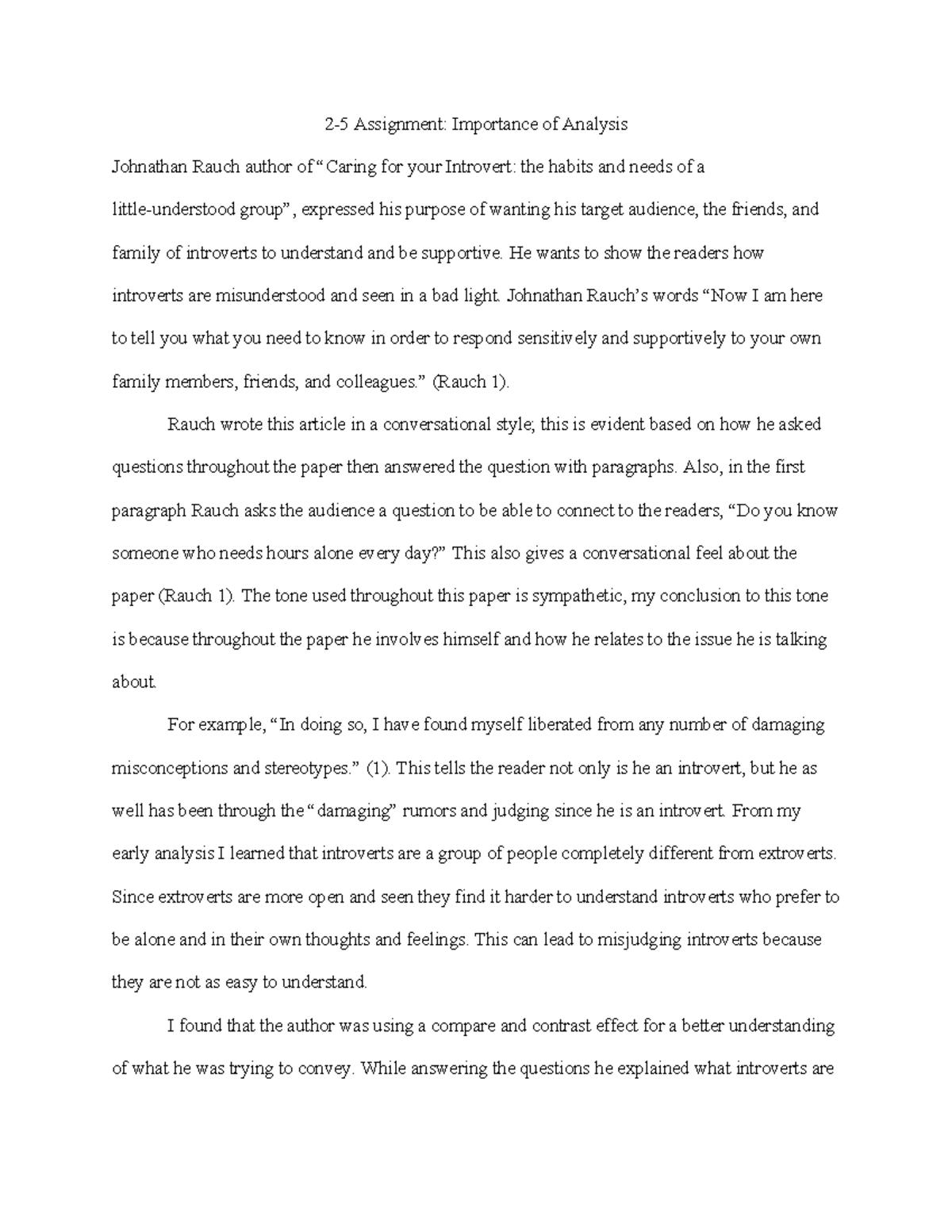 2-5 Assignment Importance of Analysis 2 - 2-5 Assignment: Importance of ...