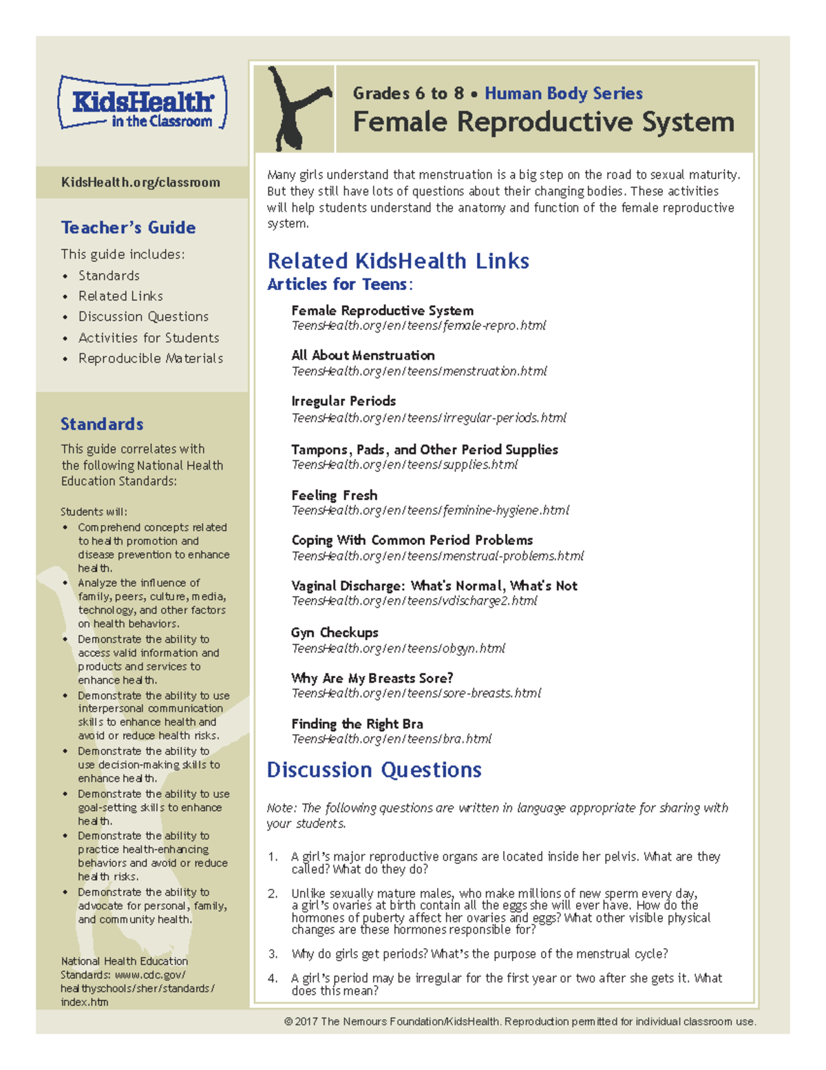 Female reproductive - N/A - KidsHealth/classroom Grades 6 to 8 • Human ...