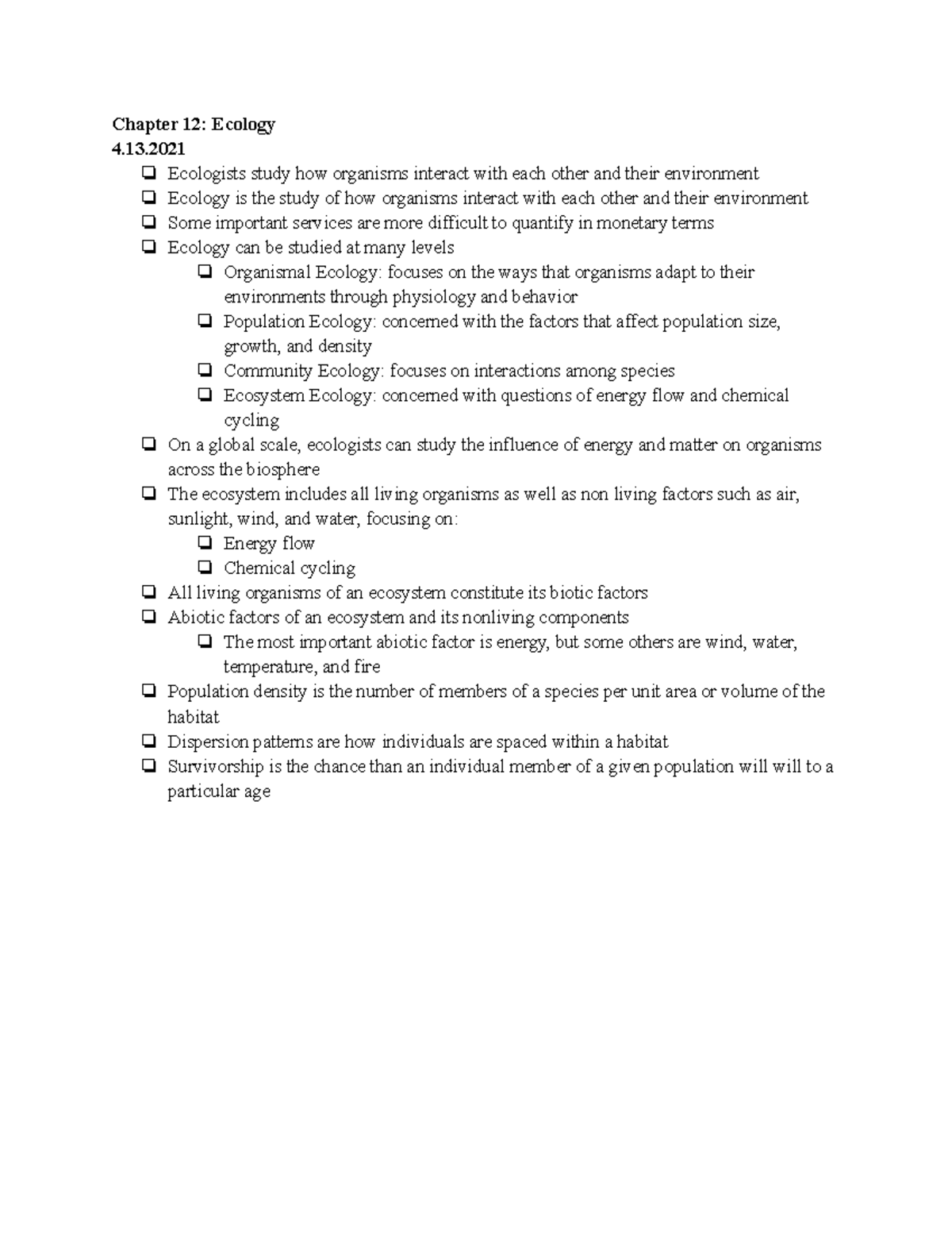 4.13.2021 chp12 - introduction to biology/microbiology notes (BIO101 ...