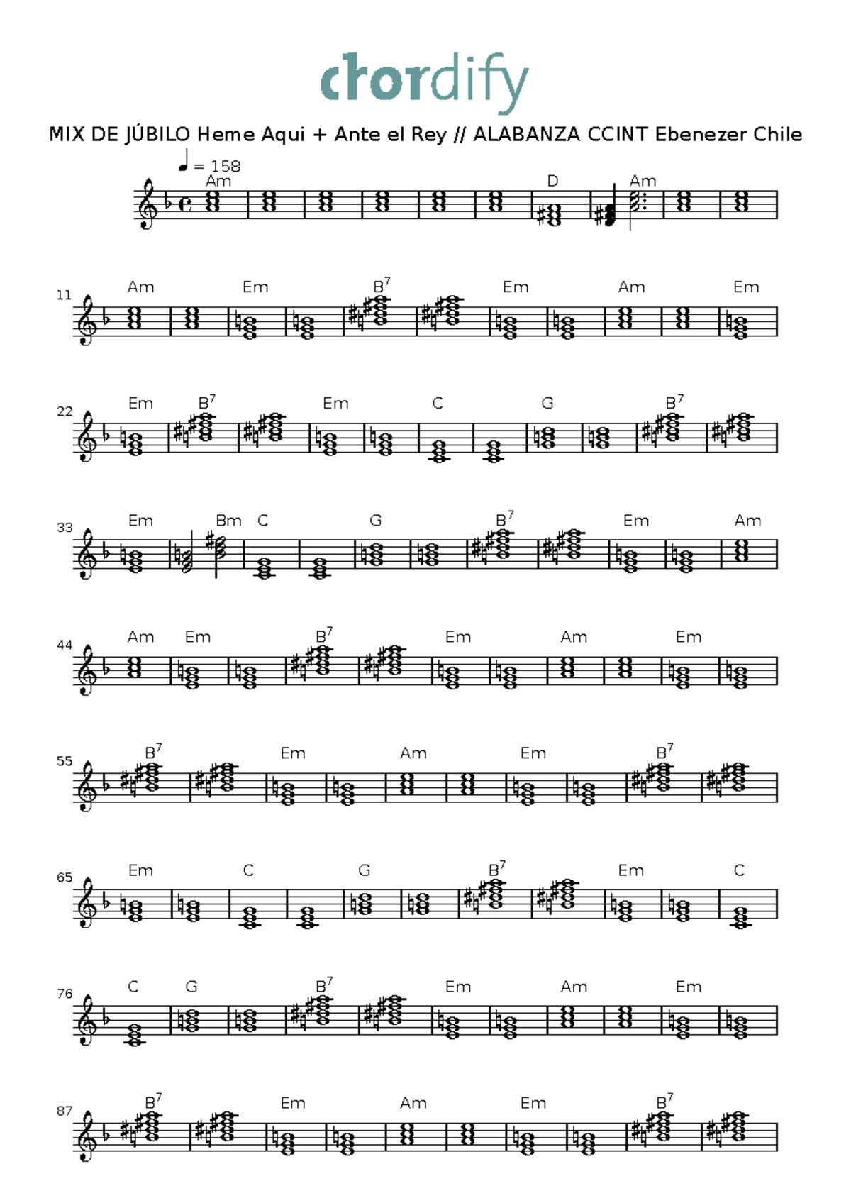 Chordify MIX-DE-J218BILO-Heme-Aqui-Ante-el-Rey- Alabanza- Ccint ...