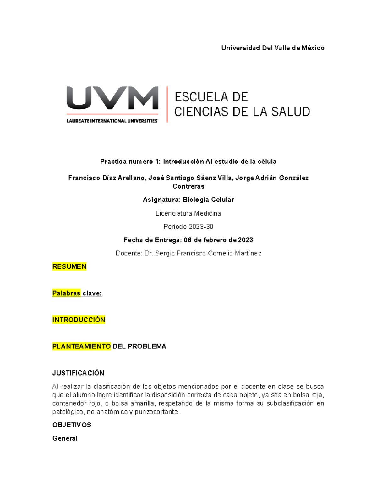 Practica 1 - ñlkj - Universidad Del Valle de México Practica numero 1 ...