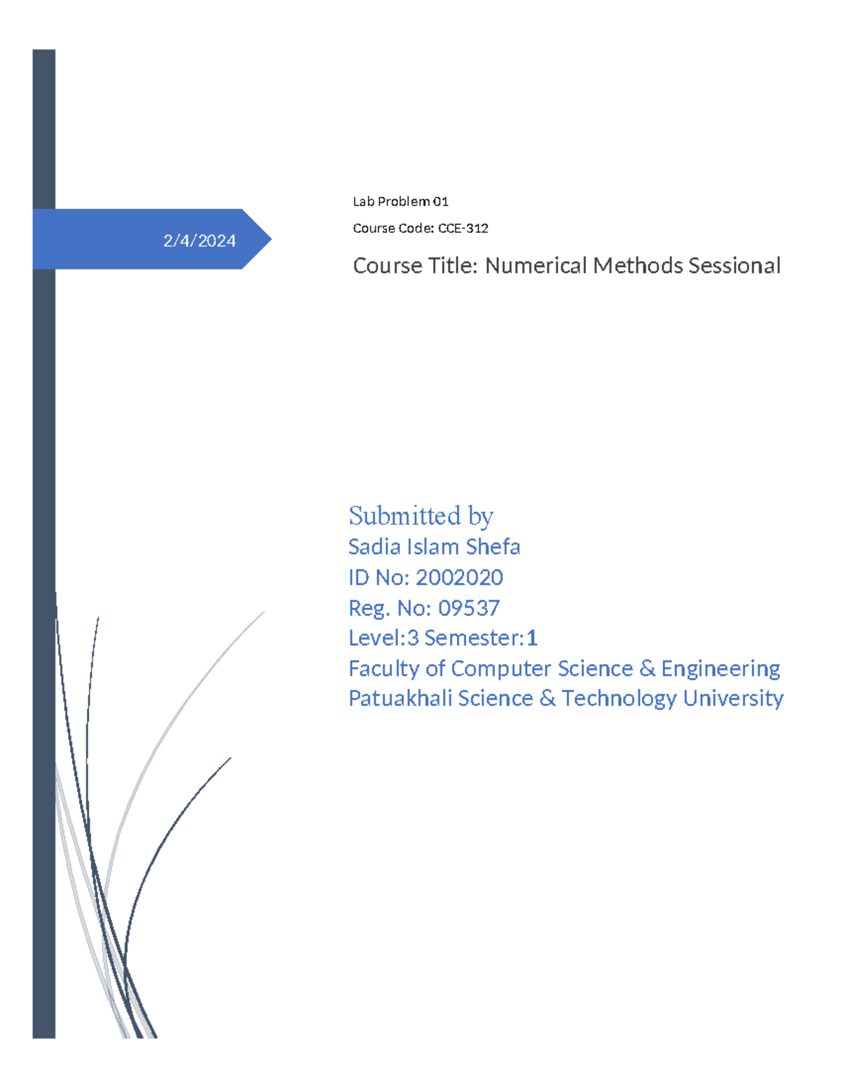 Lab Problem 01 Lab Report 24 Lab Problem 01 Course Code Cce