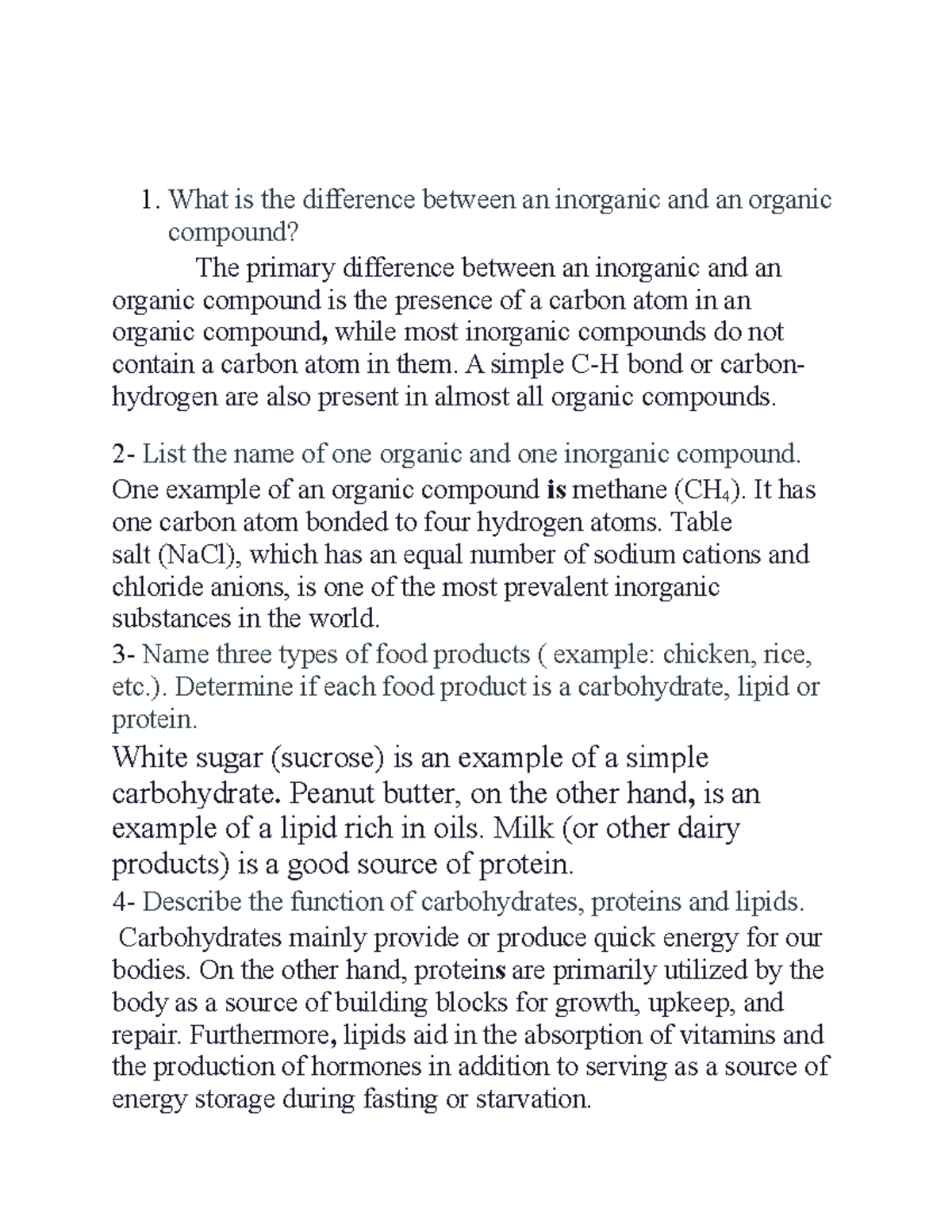 Chemistry quiz 1 - What is the difference between an inorganic and an ...
